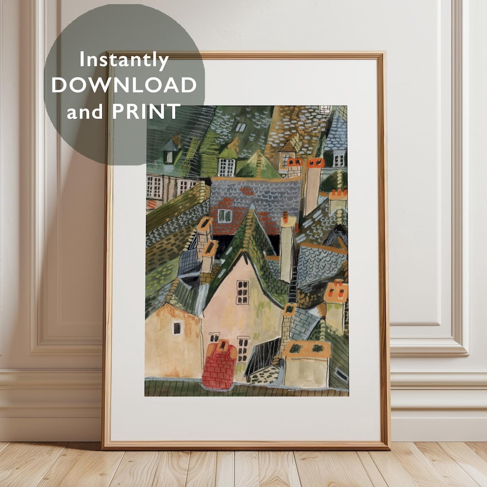 DOPAPRINT European Village Art Print, Instant Download, Cottagecore ...