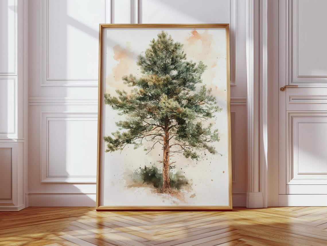 DOPAPRINT Evergreen Pine Tree Watercolor Print Rustic Forest Nature ...