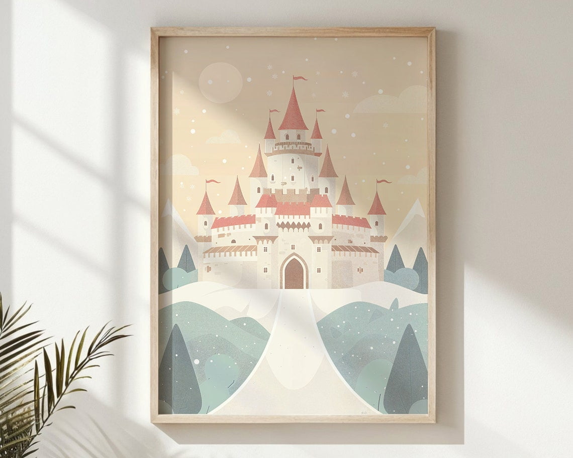 DOPAPRINT Fairytale Castle Print, Nursery Wall Art, Kids Fantasy Poster ...