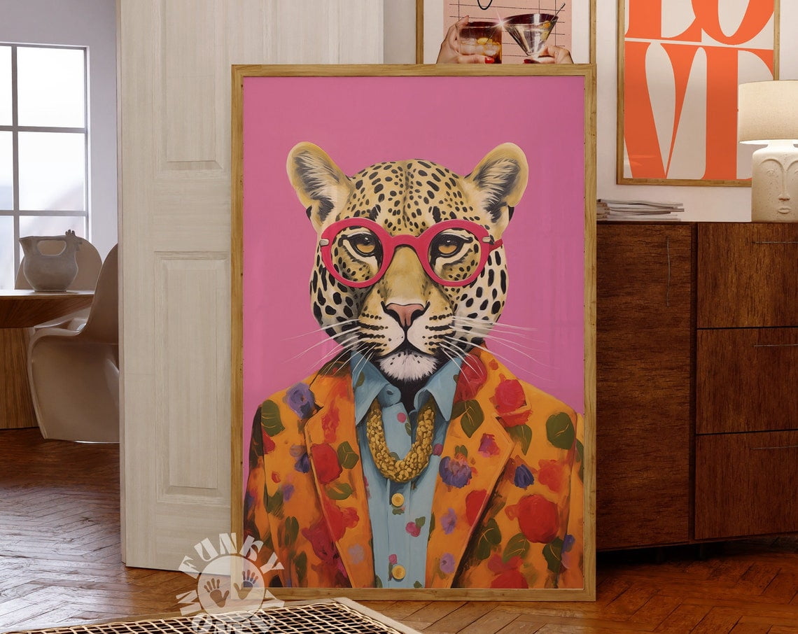 DOPAPRINT Fashion Leo.pard Art Print, Funky Wall Art, Dopamine ...