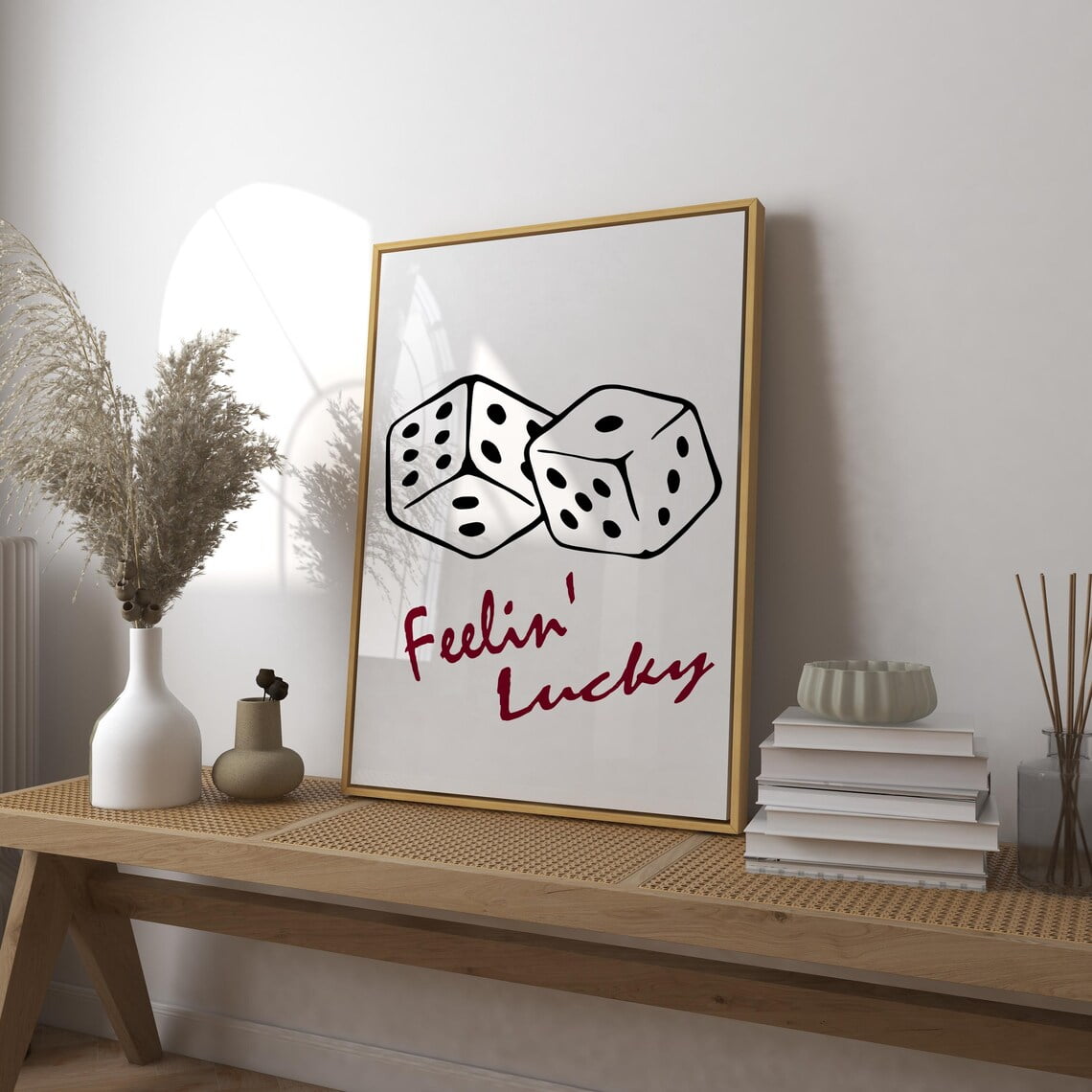 DOPAPRINT Feelin' Lucky Art Print Poster, Vintage Dice Print, Trendy ...