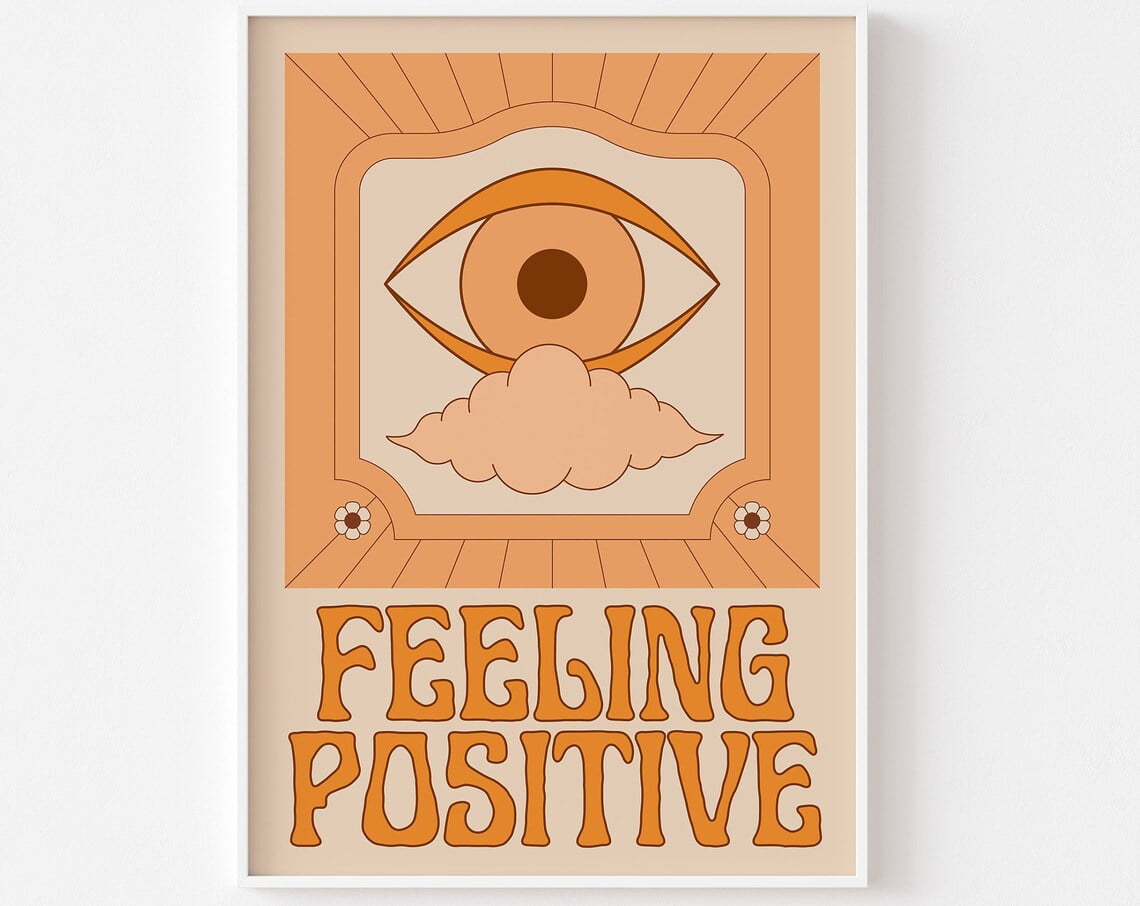 DOPAPRINT Feeling Positive Print - Retro Bohemian, Mystical Eye, Peach ...