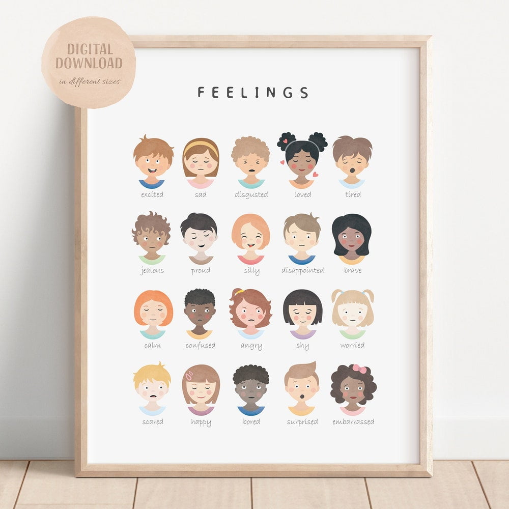 DOPAPRINT Feelings Poster, Montessori Homeschool Decor, Feelings Chart ...