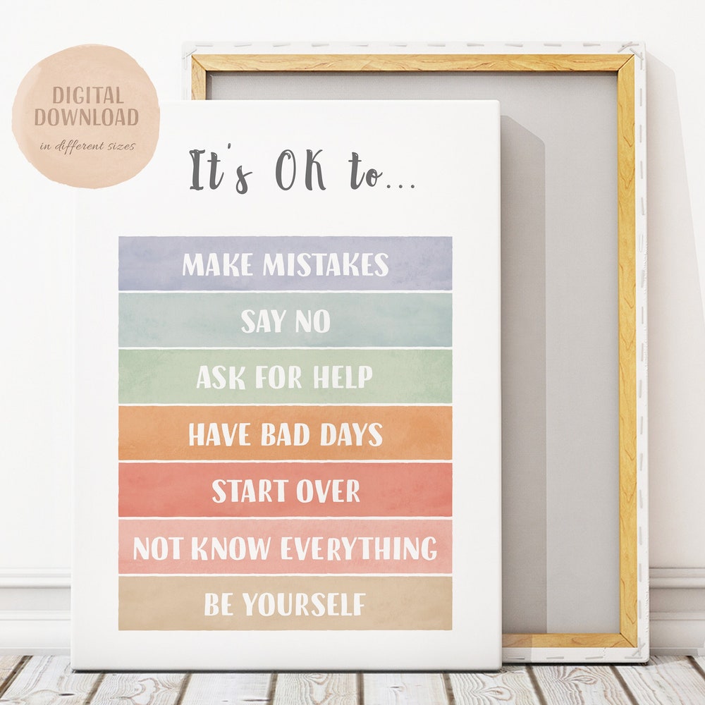 DOPAPRINT Feelings Poster, It'S Ok To Make Mistakes Poster, Montessori ...
