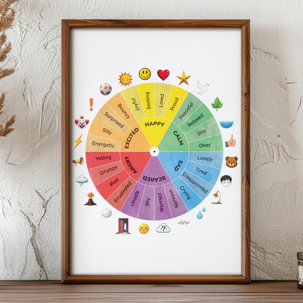 DOPAPRINT Feelings Wheel For Kids Printable Poster For Emotional ...