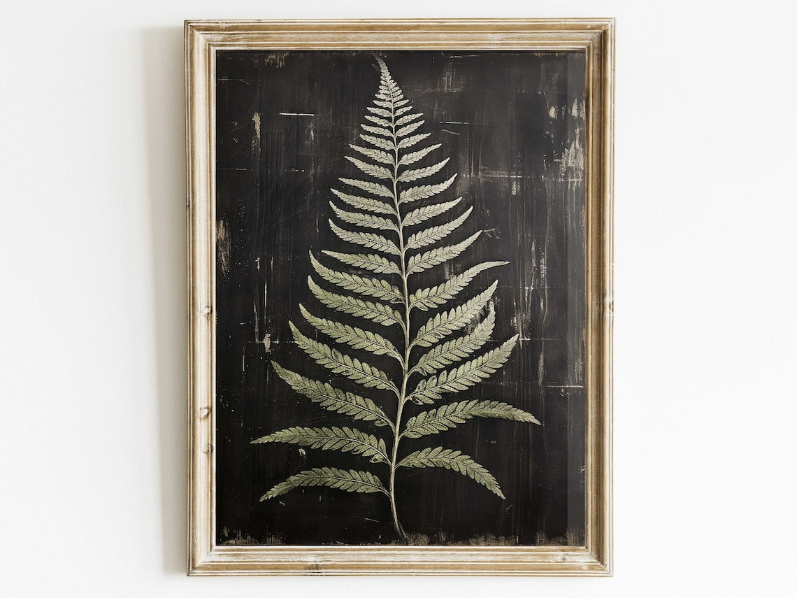 DOPAPRINT Fern Print, Fern Wall Art, Black Botanical Art, Rustic Home ...