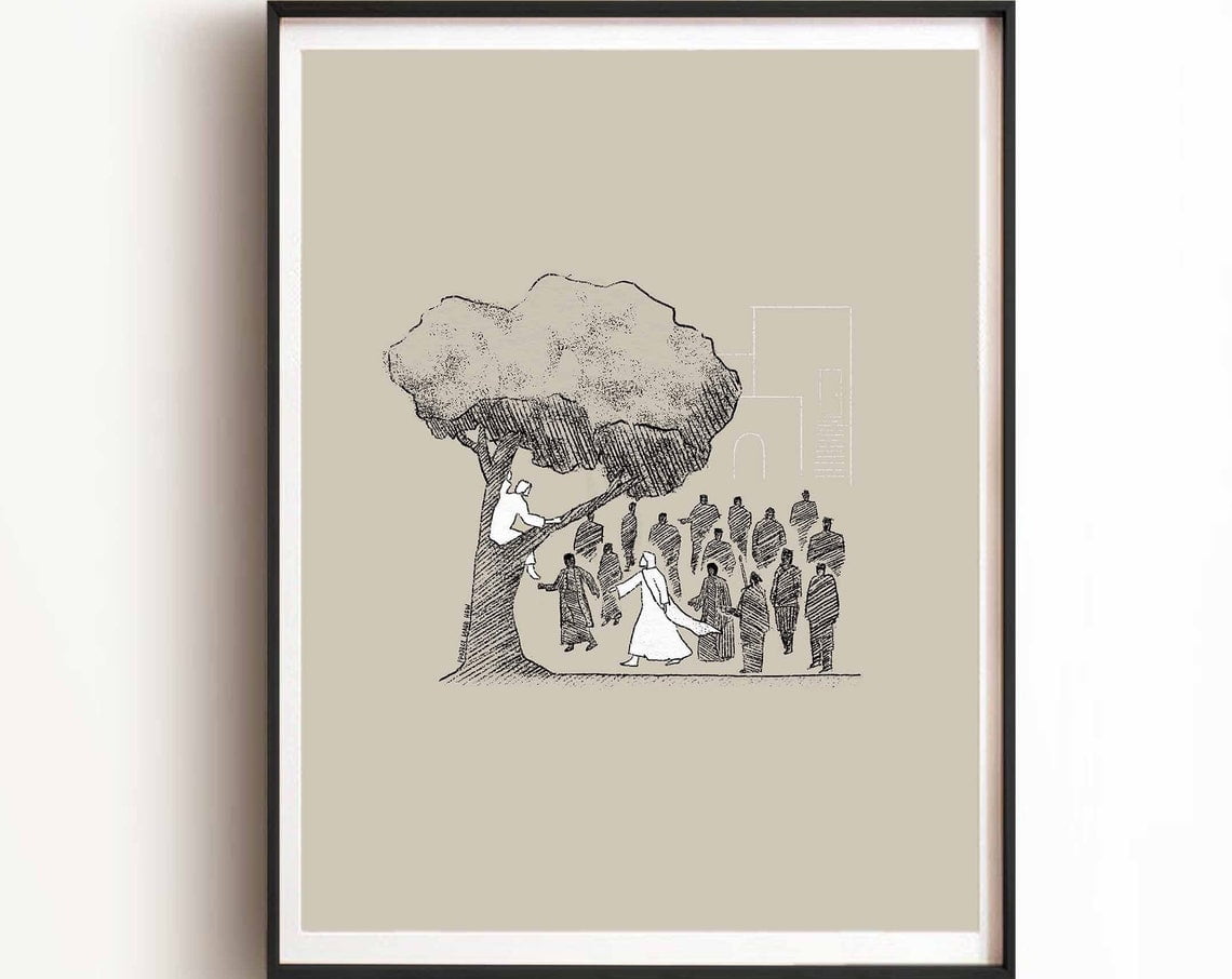 DOPAPRINT The Fig Tree And Zacchaeus, Christ Bible Art, Modern Bible ...
