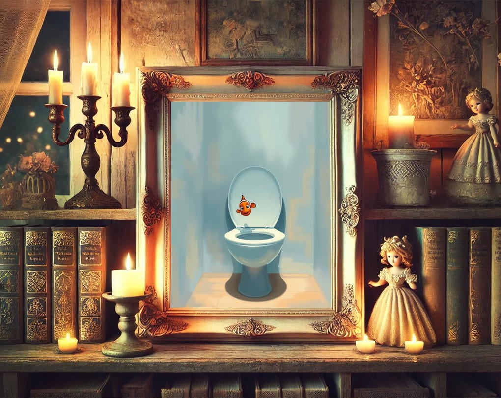 DOPAPRINT Finding Nemo Out Of Toilet Bathroom Art Print, Nemo Bathroom ...