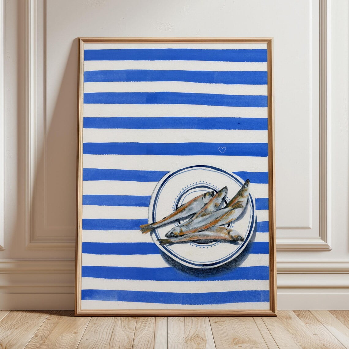 DOPAPRINT Fish Art Print Nautical Striped Blue Coastal Kitchen Decor ...