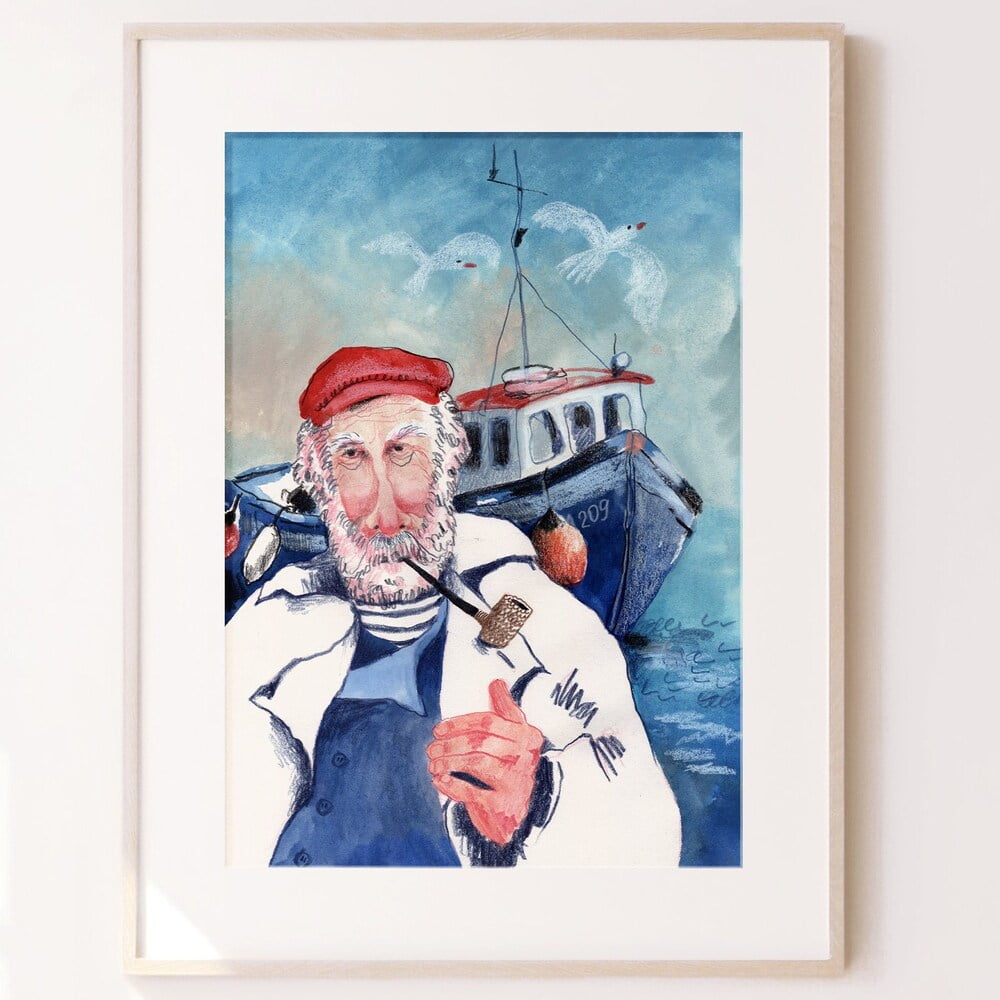 DOPAPRINT Fisherman Art Print, Coastal Maritime Poster, Ocean Sailor ...