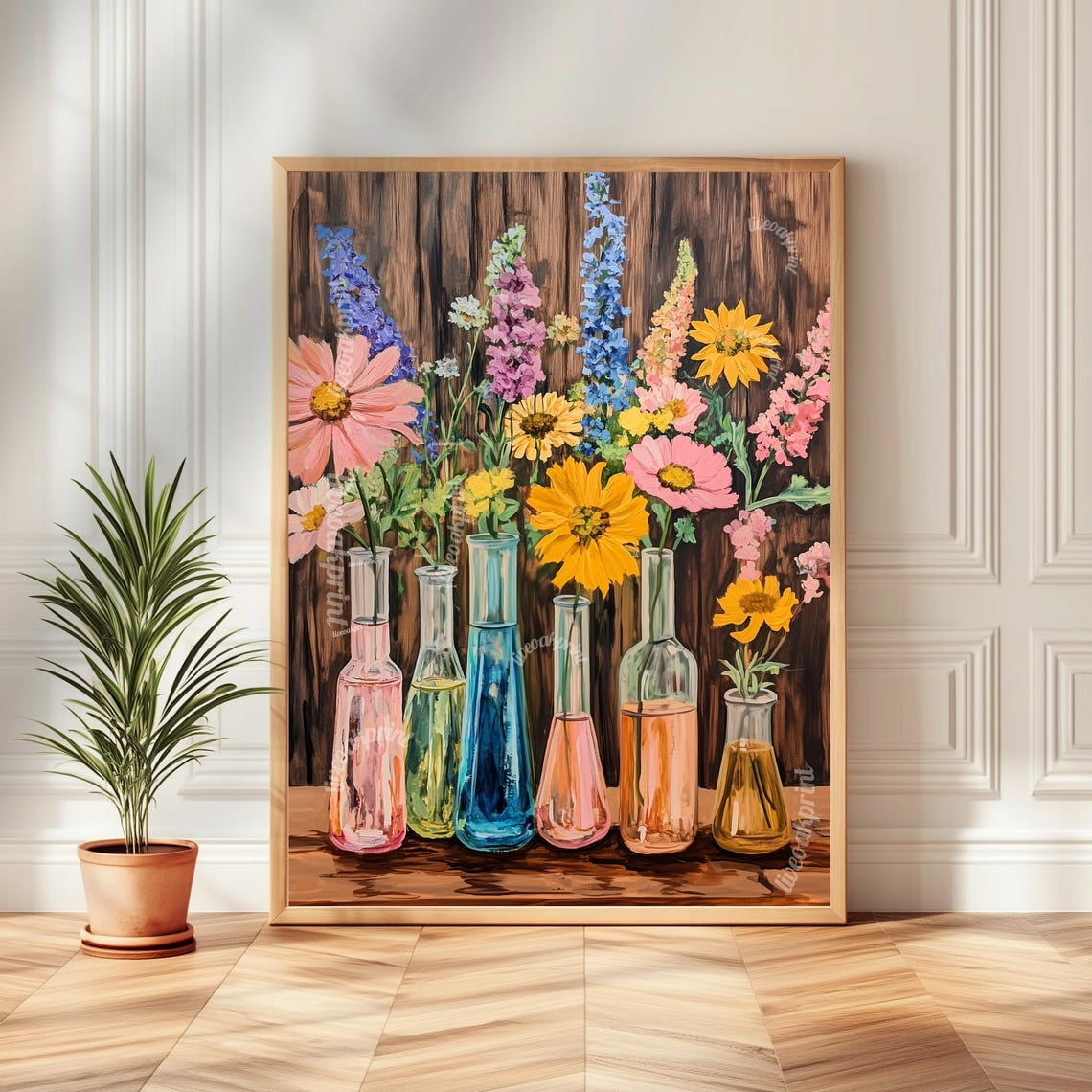 DOPAPRINT Flasks, Test Tubes & Wildflowers - Science Wall Art ...