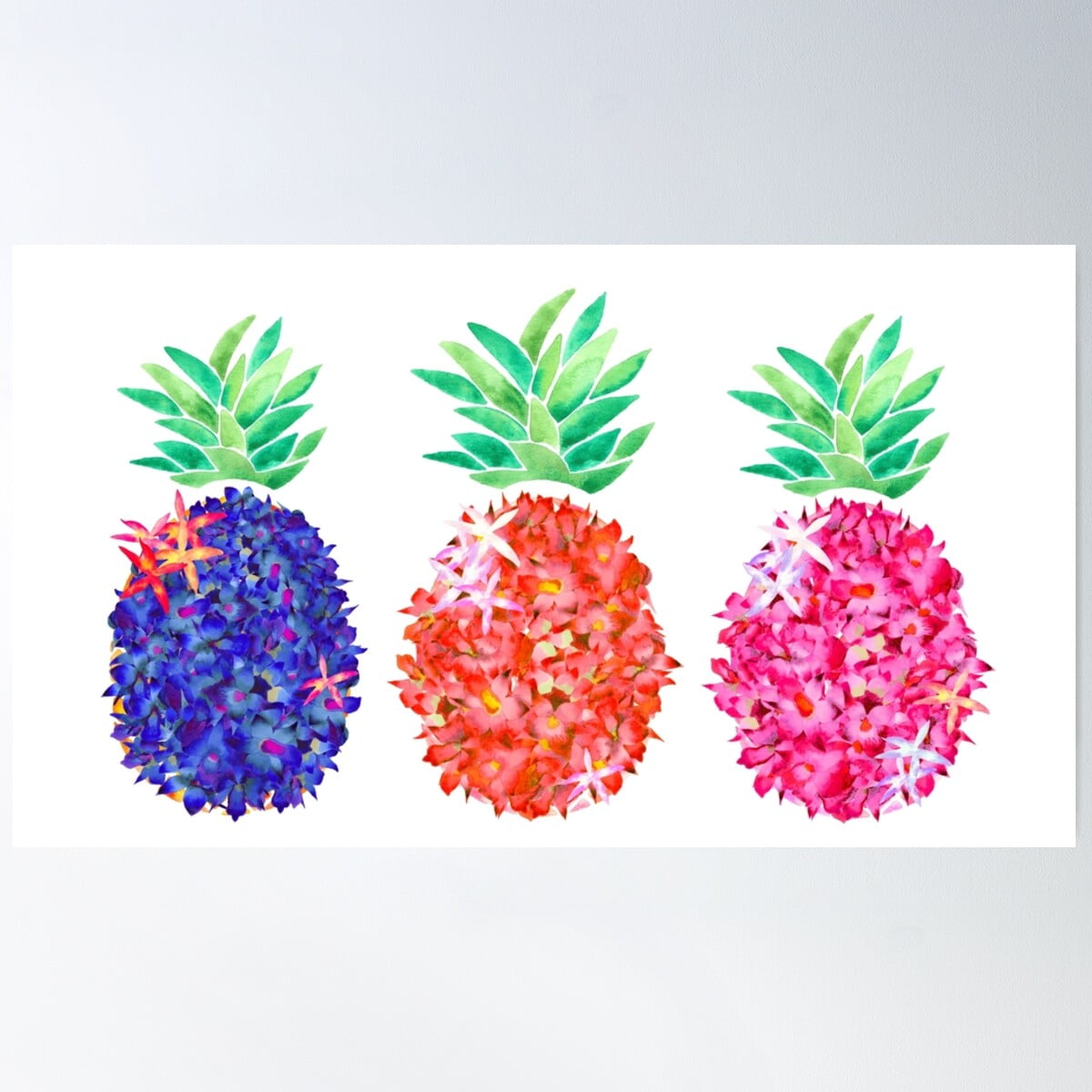 DOPAPRINT Floral Pineapples Poster Wall Art, Modern Wall Decor NO ...