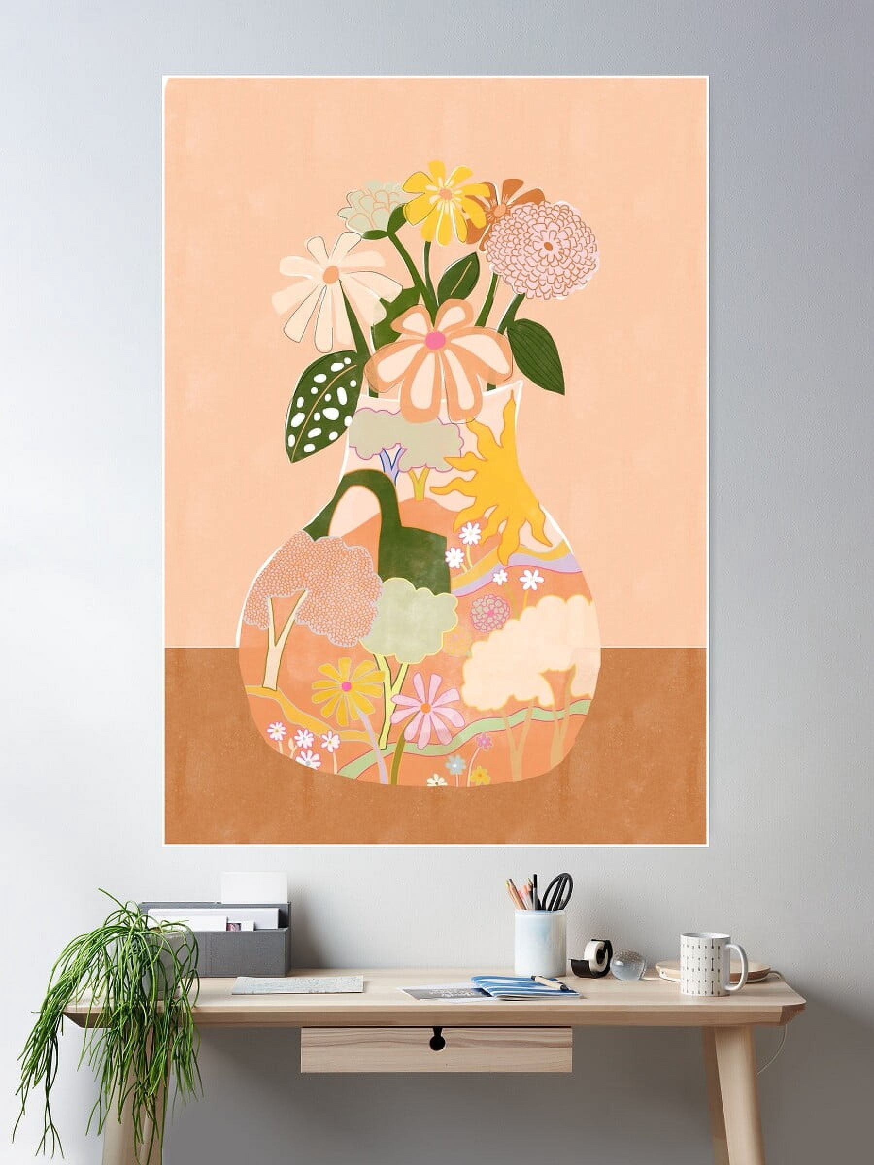 DOPAPRINT Flower Vase Poster Wall Art, Modern Wall Decor NO FRAMED ...