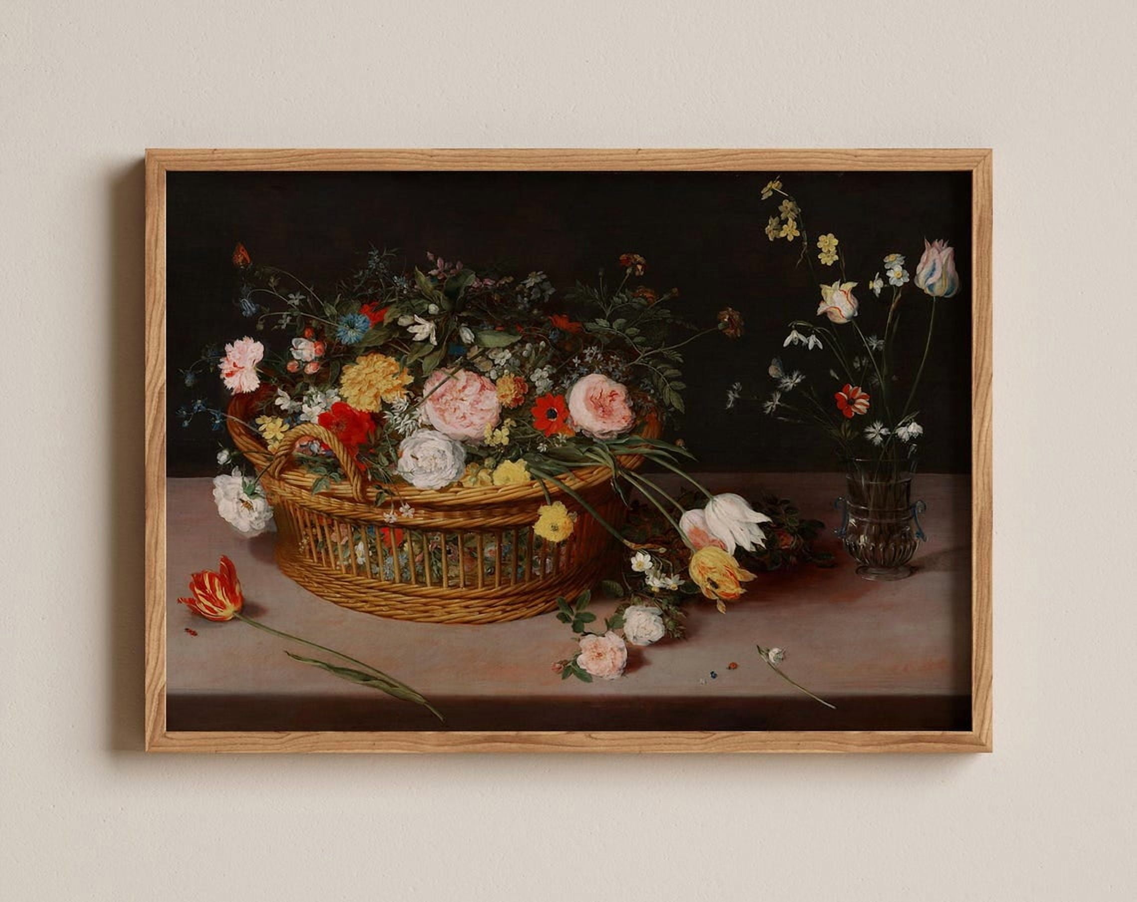 DOPAPRINT Flowers In A Basket And A Vase Print, Jan Brueghel The Elder ...