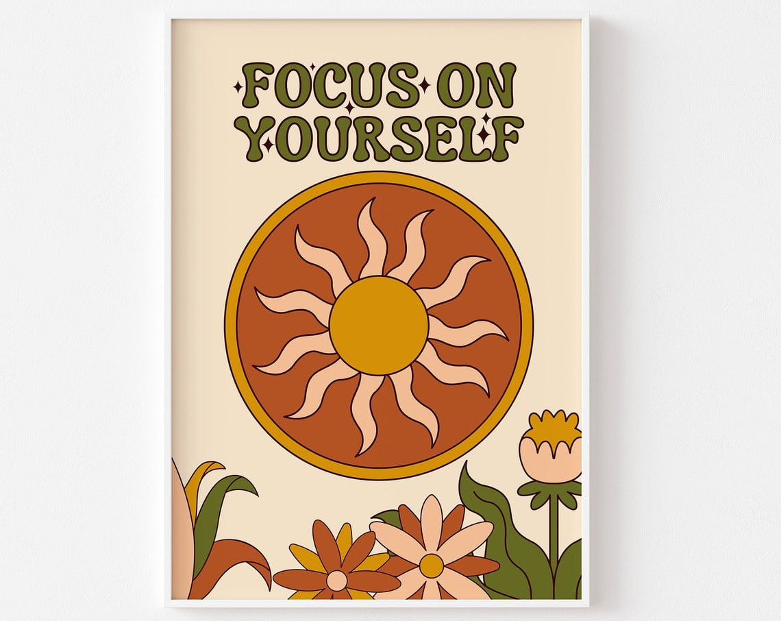 DOPAPRINT Focus Onyourself Retro Print - 60S 70S Sunshine Poster, Retro ...