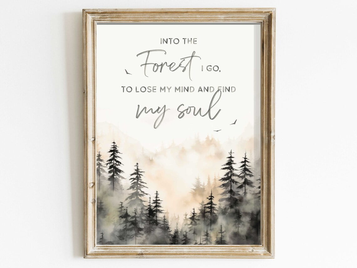 DOPAPRINT Into The Forest I Go Quote Wall Art, Adventure & Hiking Wall ...