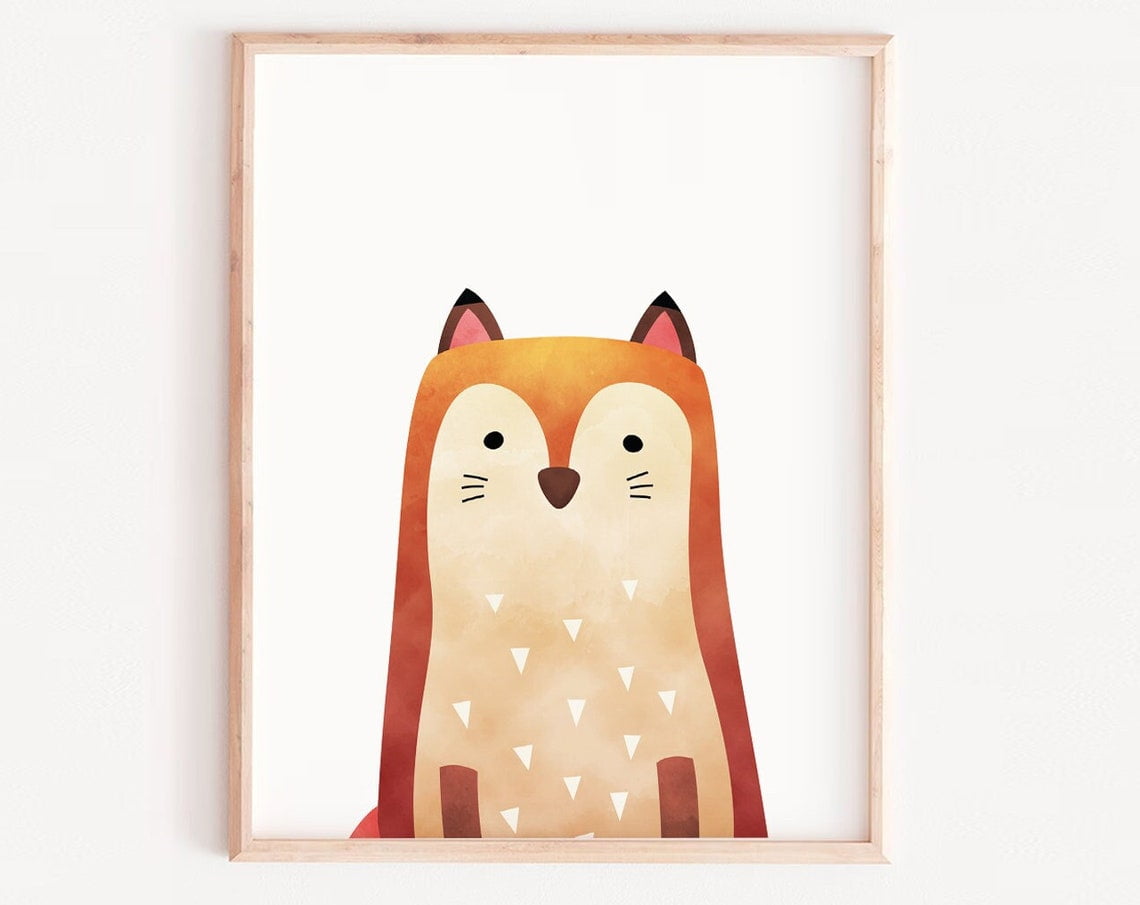DOPAPRINT Fox Nursery Print, Fox Nursery Art, Cute Fox Print, Woodland ...