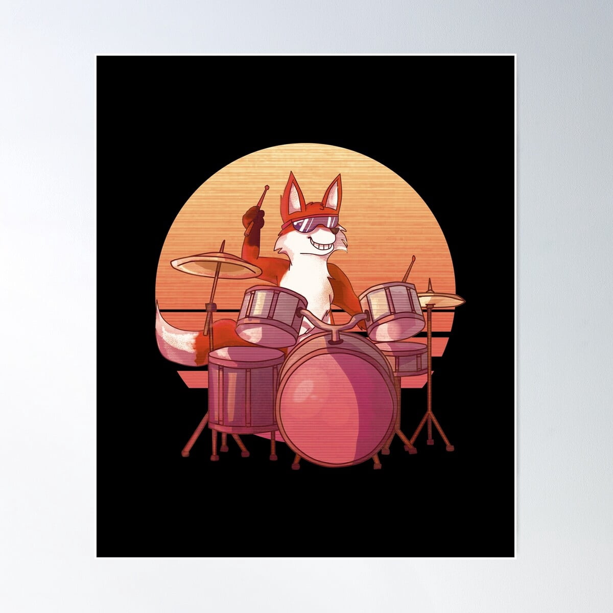 DOPAPRINT Fox Playing The Drums, Fox Lover Drummer Gift, Cute Fox ...