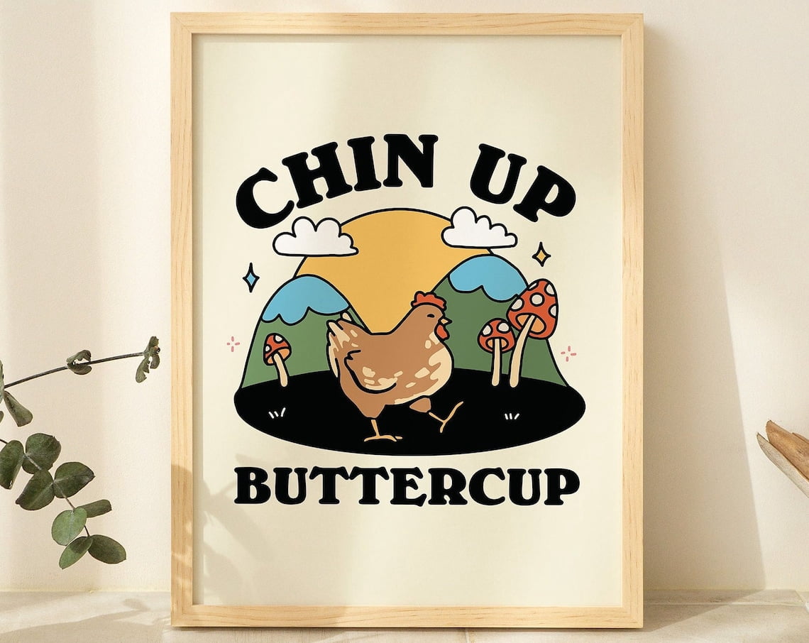 DOPAPRINT Framed Cute Chicken Wall Print, Motivational Quote, Farm Kids ...