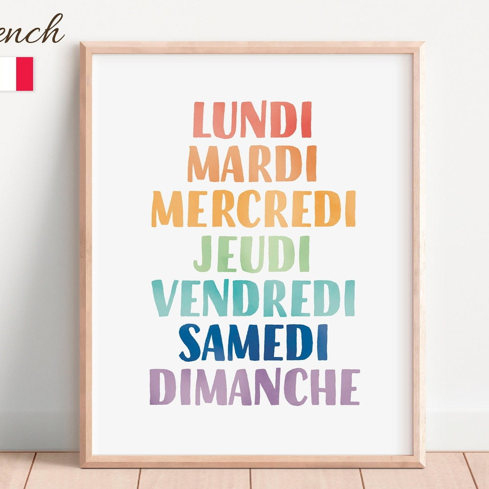 DOPAPRINT French Educational Poster, French Classroom Printables, Days ...