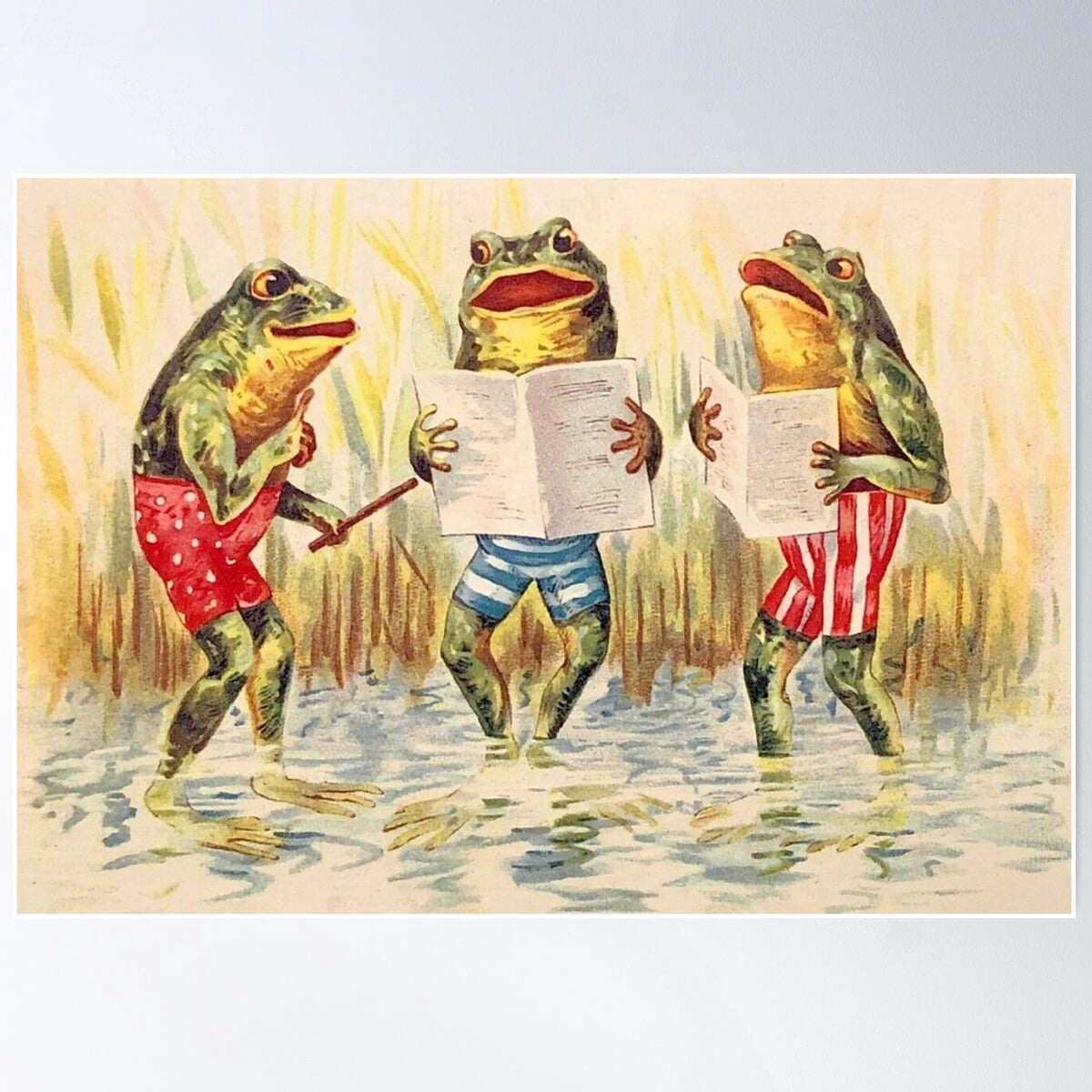 DOPAPRINT Frog Singing Trio : Vintage Entertainment Print Poster Wall ...