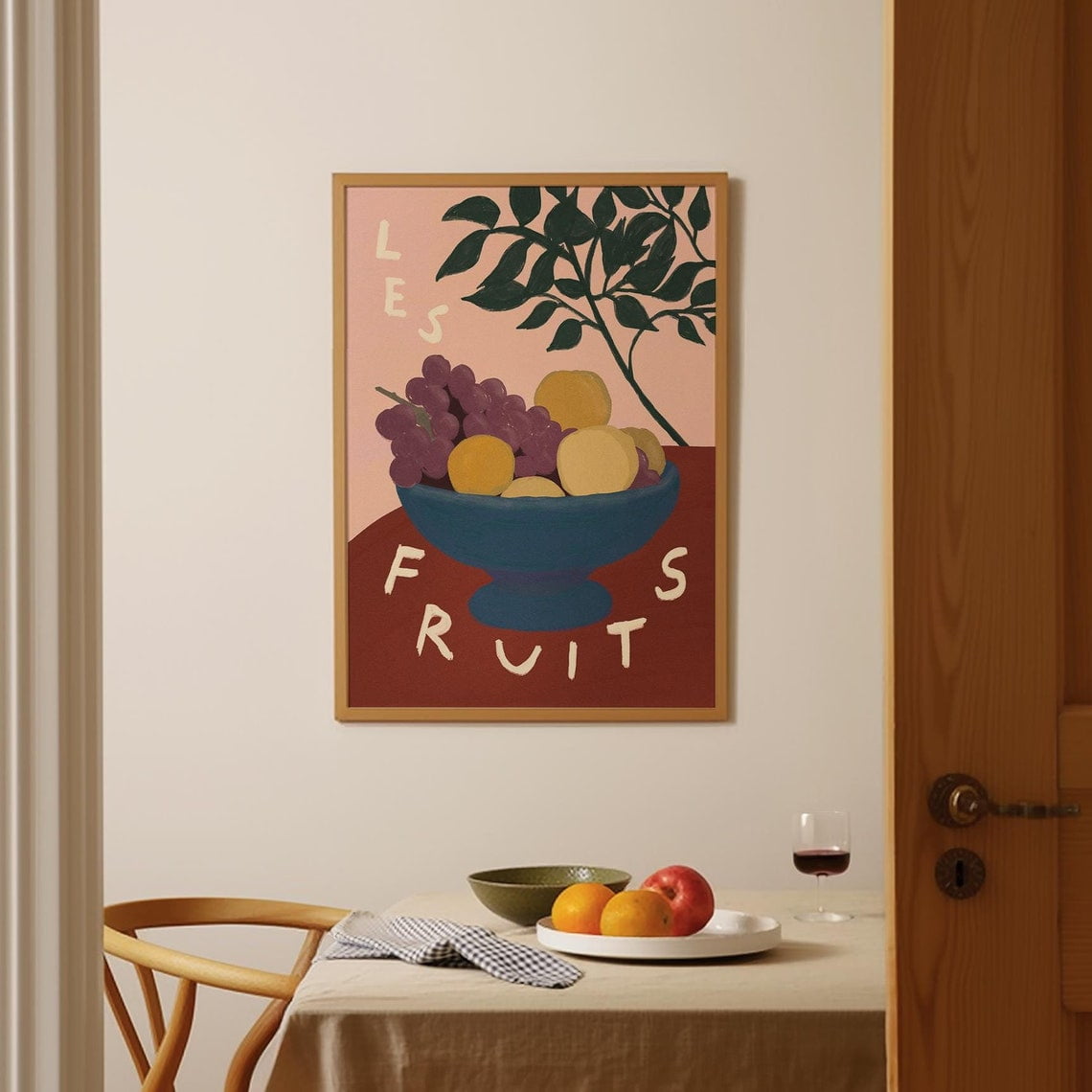 DOPAPRINT Fruit Bowl Art Print, Fruit Wall Art, Modern Kitchen Print ...