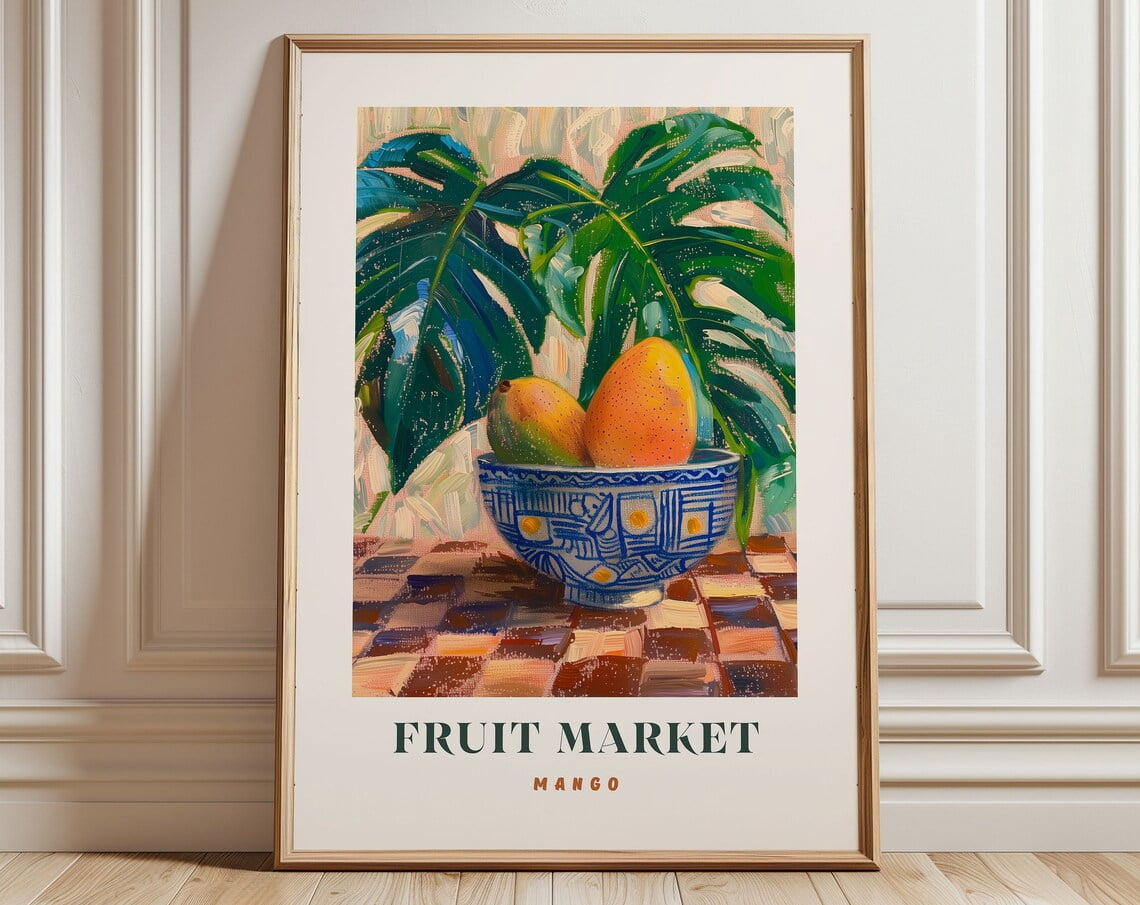 DOPAPRINT Fruit Market Print, Mango Print, Food Wall Art, Kitchen Wall ...
