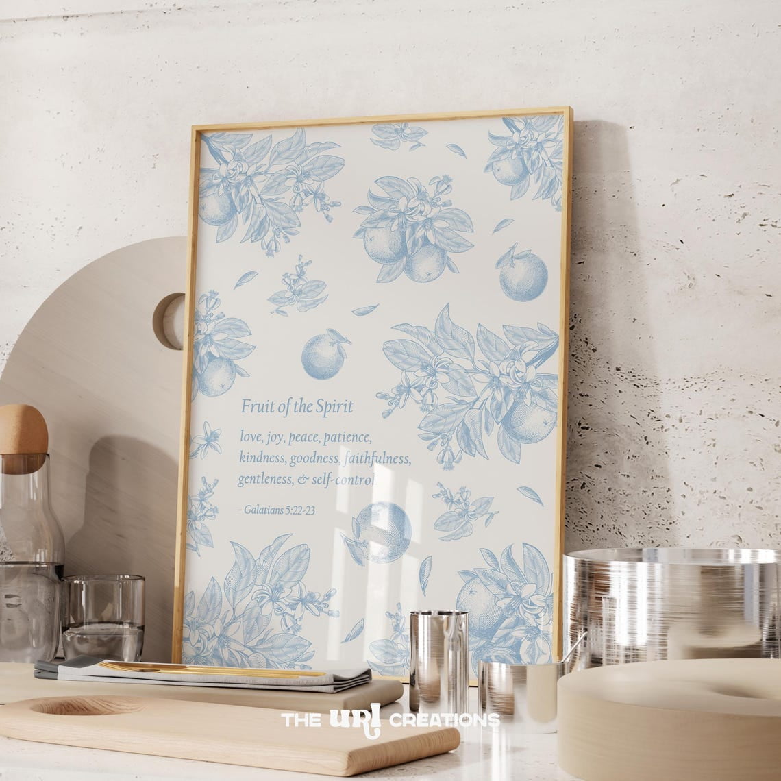 DOPAPRINT Fruit Of The Spirit Wall Art Blue Christian Bible Verse ...