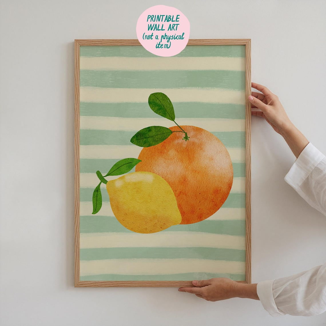 DOPAPRINT Fruits Art Print, Lemon And Stripes Art, Modern Art Prints ...