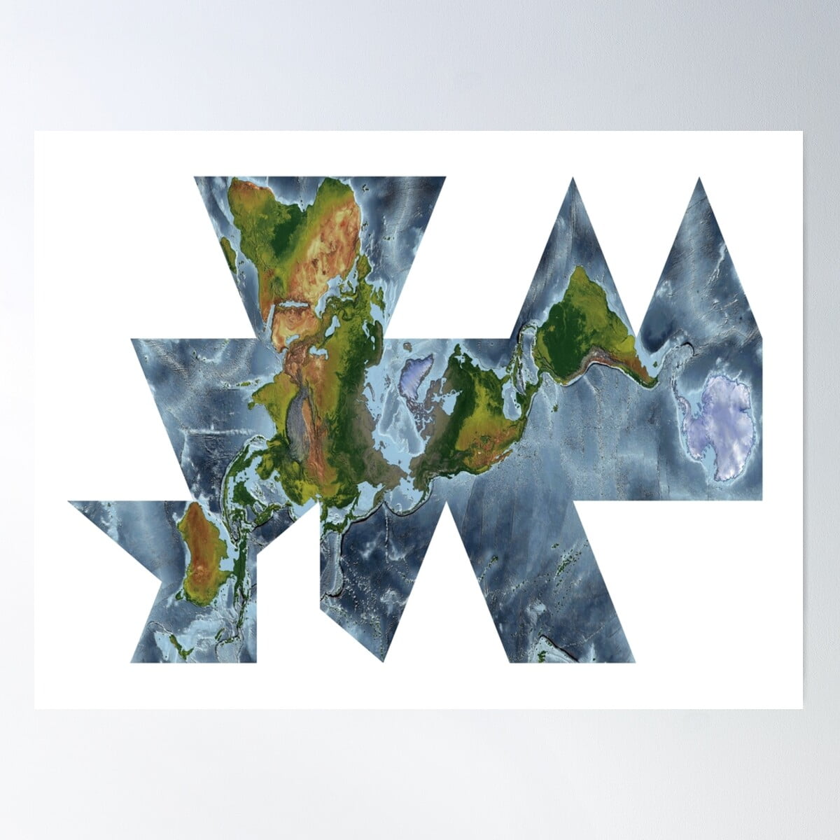 DOPAPRINT Fuller Projection - World Map Showing Land And Oceans Poster ...