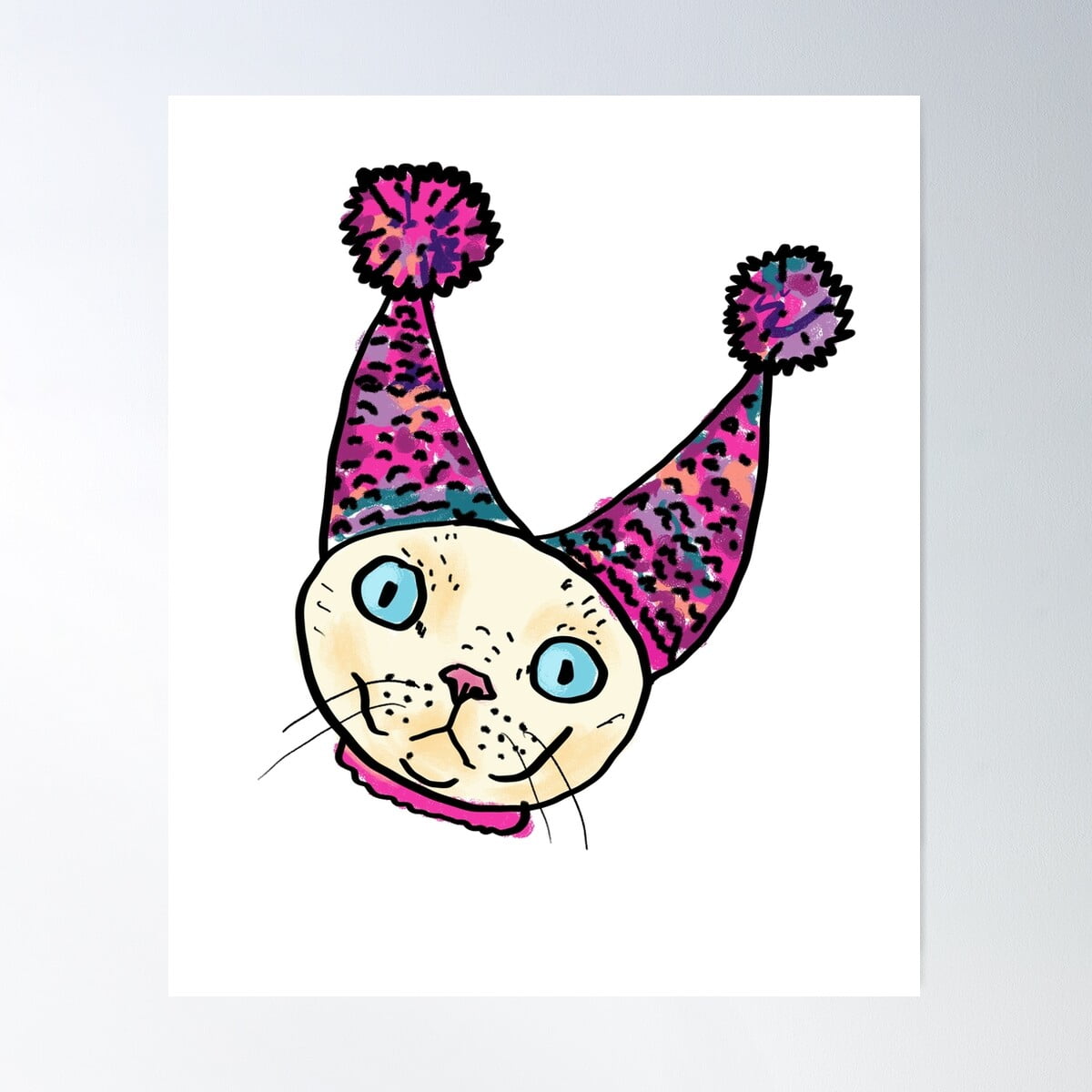 DOPAPRINT Funny Devon Rex Cat With Ear Caps And Pom Poms - Adorable ...