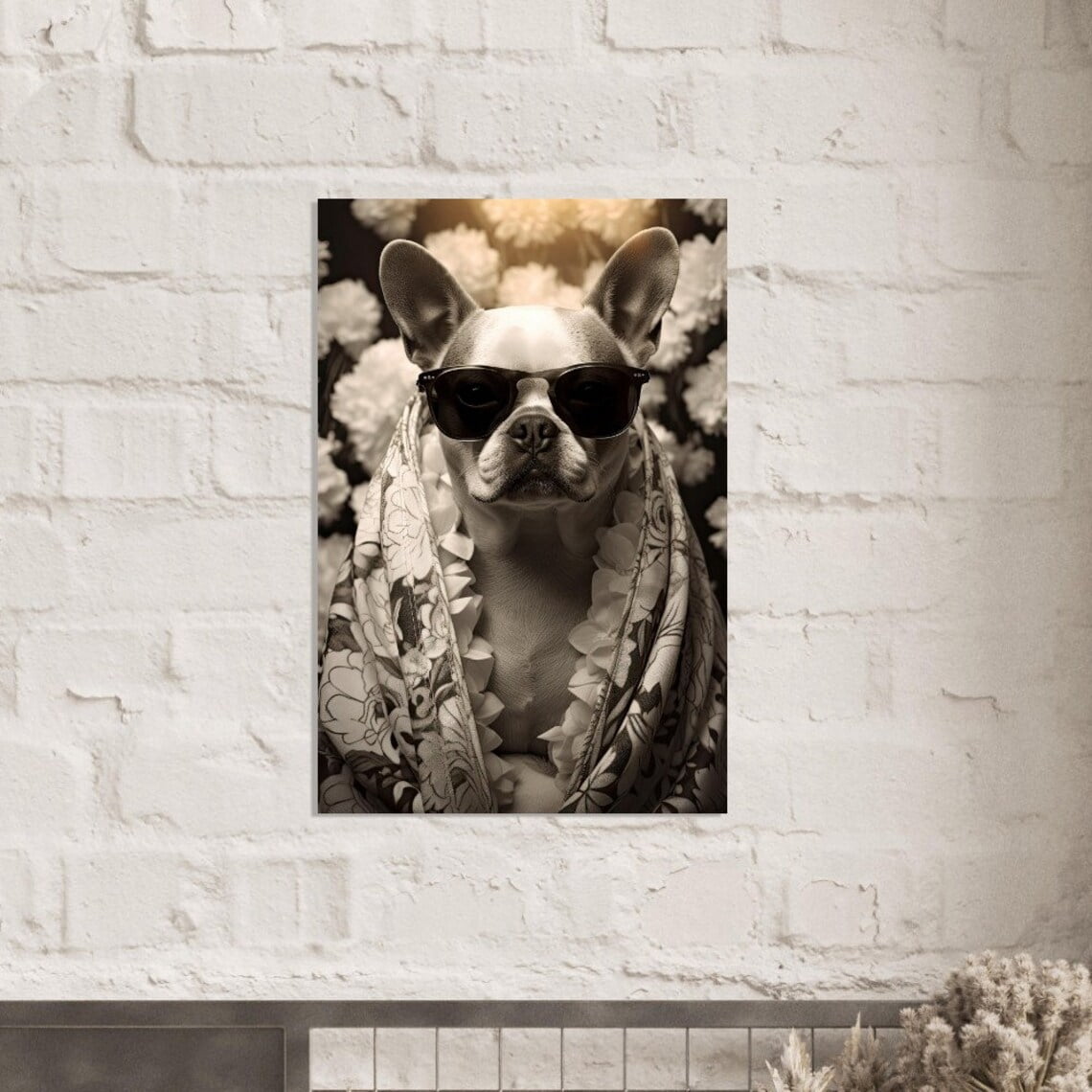 DOPAPRINT Funny French Bulldog In Robe & Sunglasses Funny Dog Poster ...