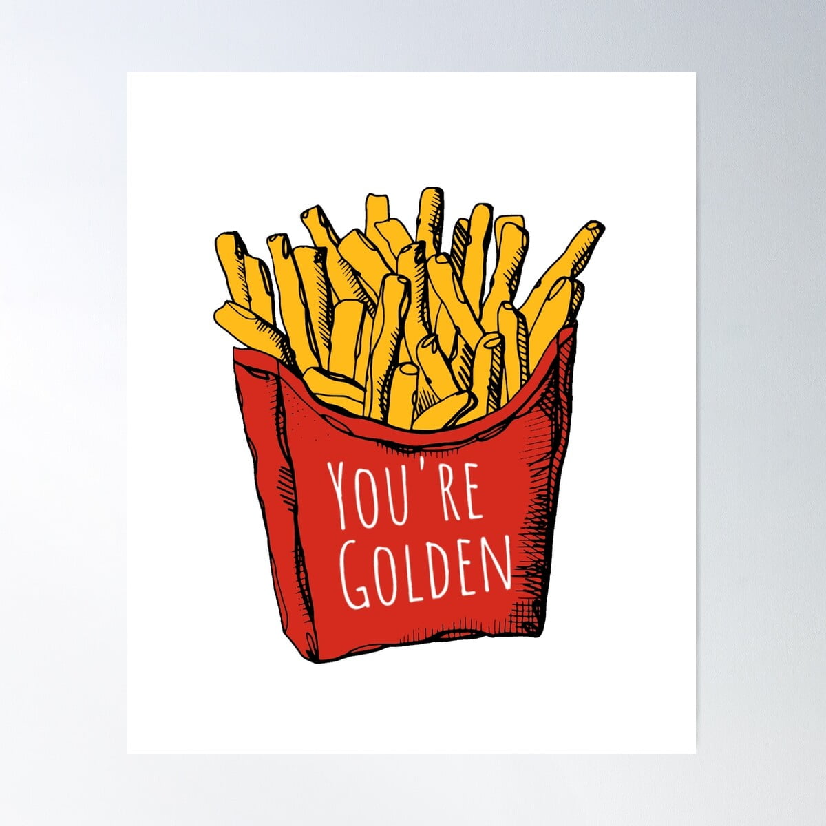 DOPAPRINT Funny French Fries Sticker| You'Re Golden Food Pun| Fast Food ...
