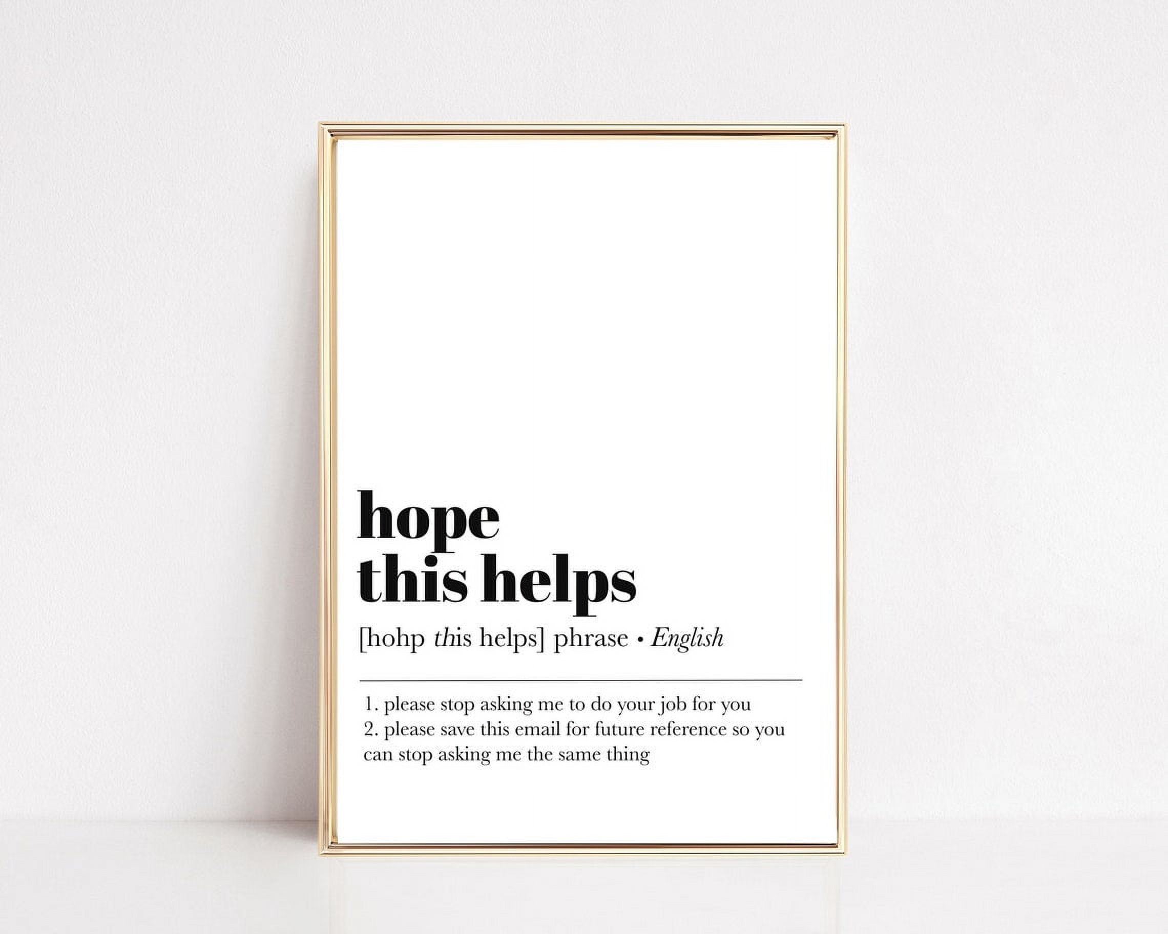 DOPAPRINT Funny Home Office Decor Hope This Helps Definition Print Home ...