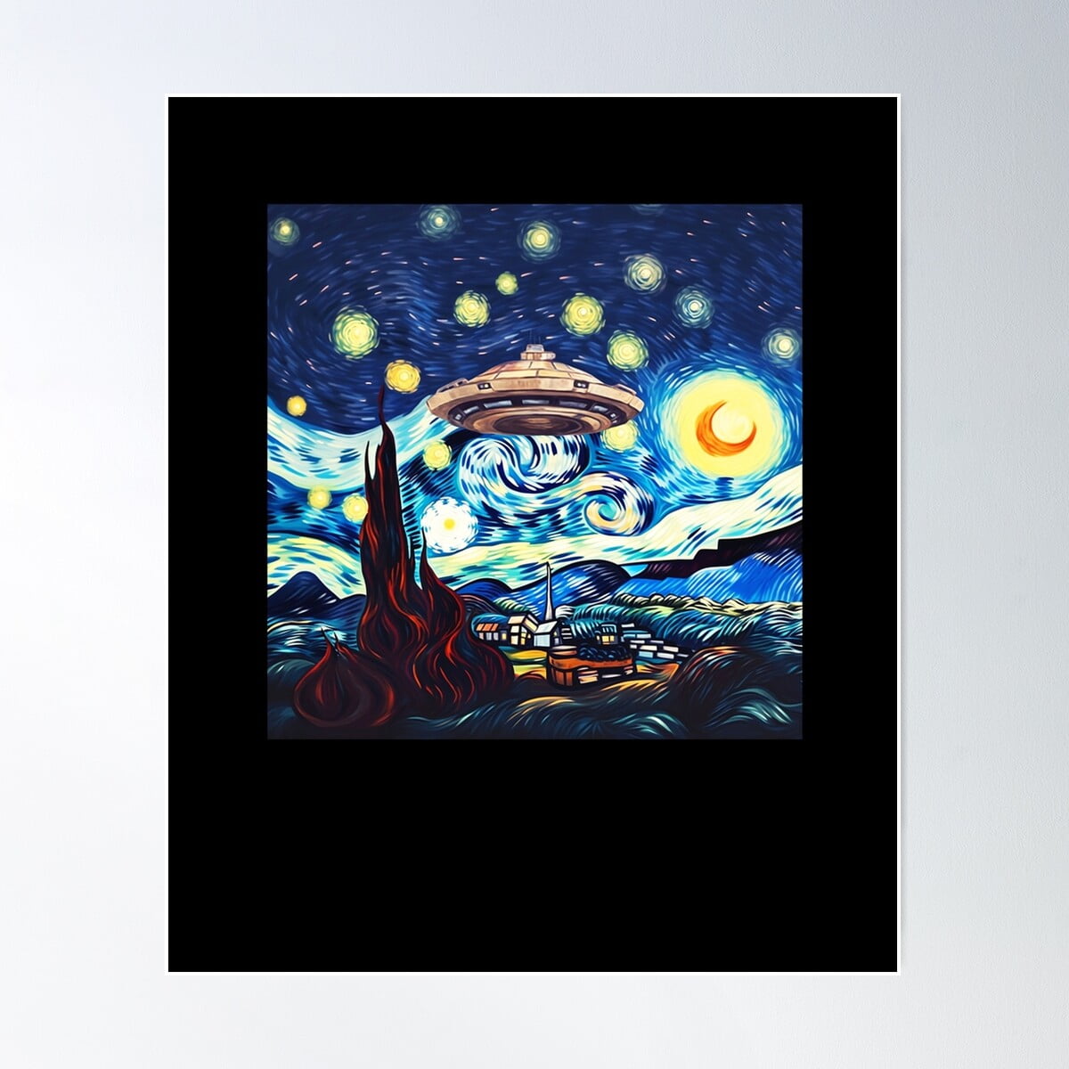DOPAPRINT Funny Ufo Sighting Starry Night Alien Halloween Et Moon Art ...