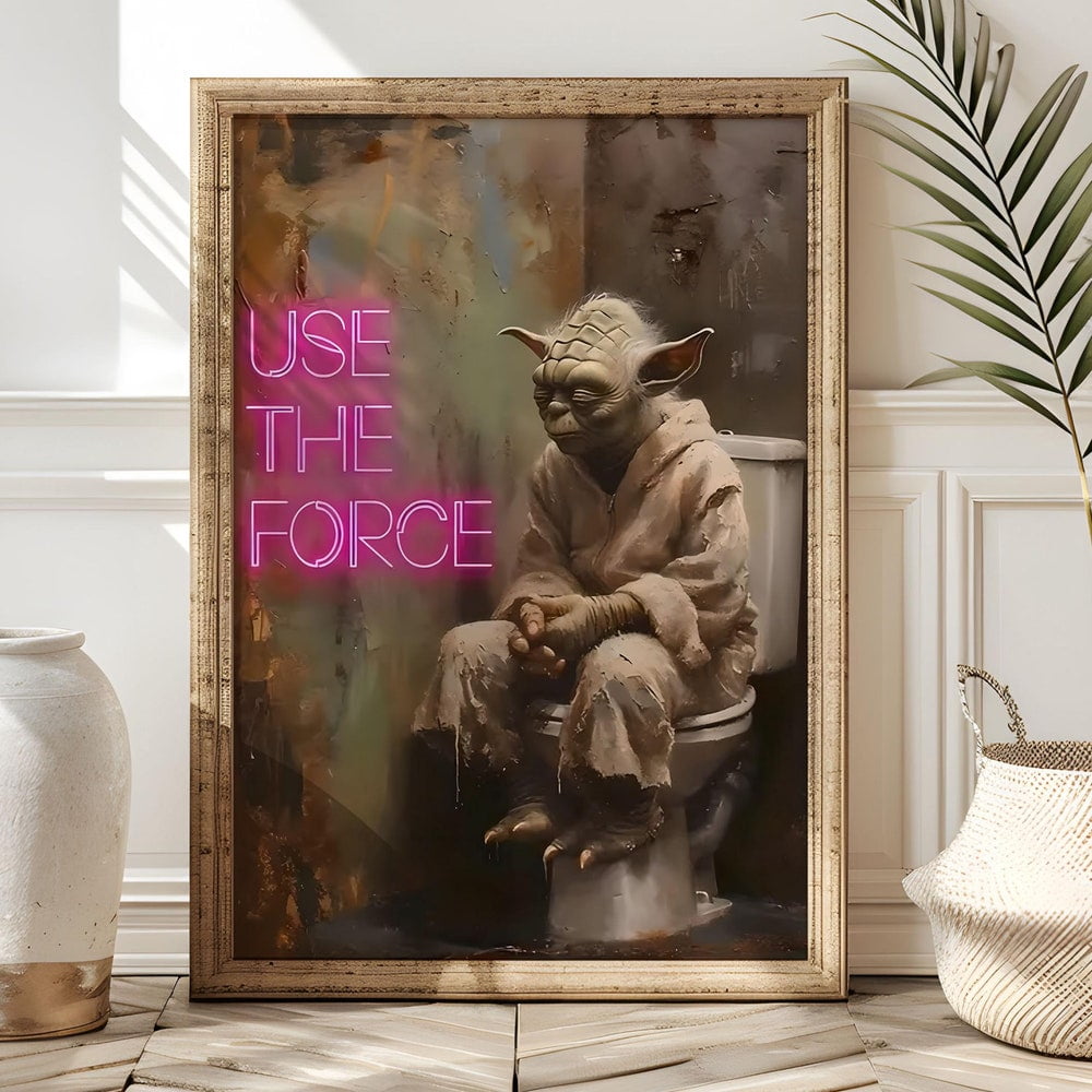 DOPAPRINT Funny Yoda On Toilet Art Print Use The Force Star Wars ...