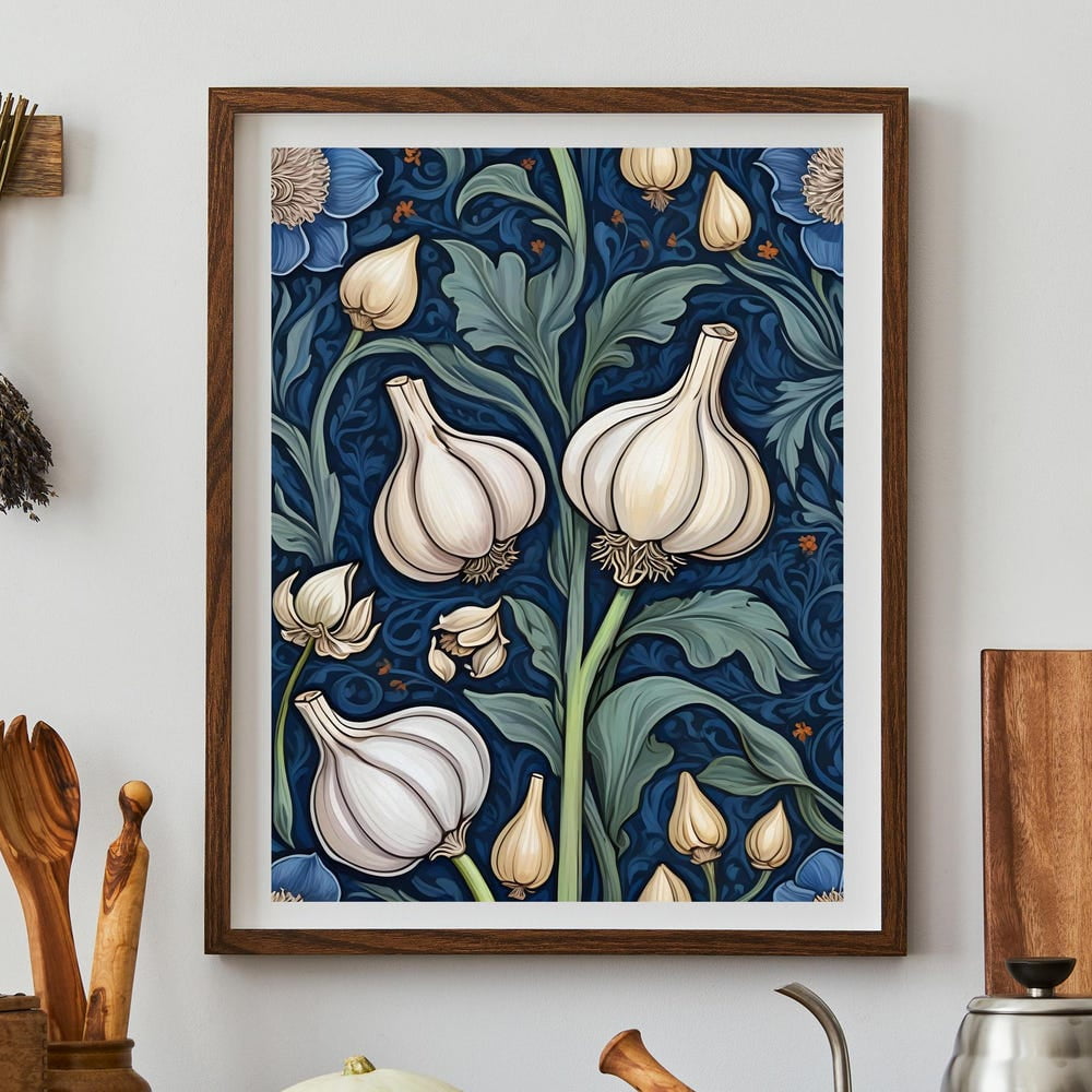 DOPAPRINT Garlic print, William Morris kitchen print, vintage food ...