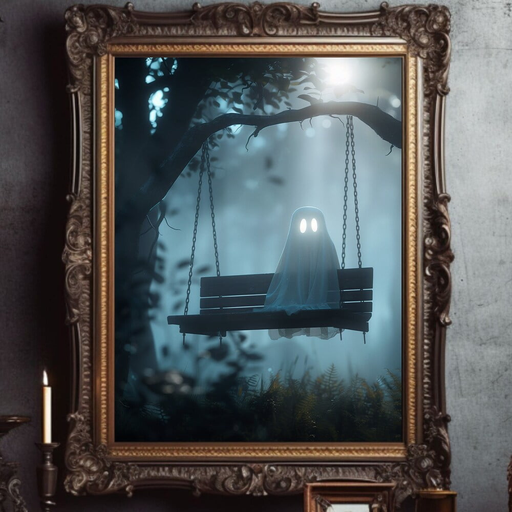 DOPAPRINT Ghost Painting, Whimsigoth Decor, Spooky Wall Decor, Cute ...