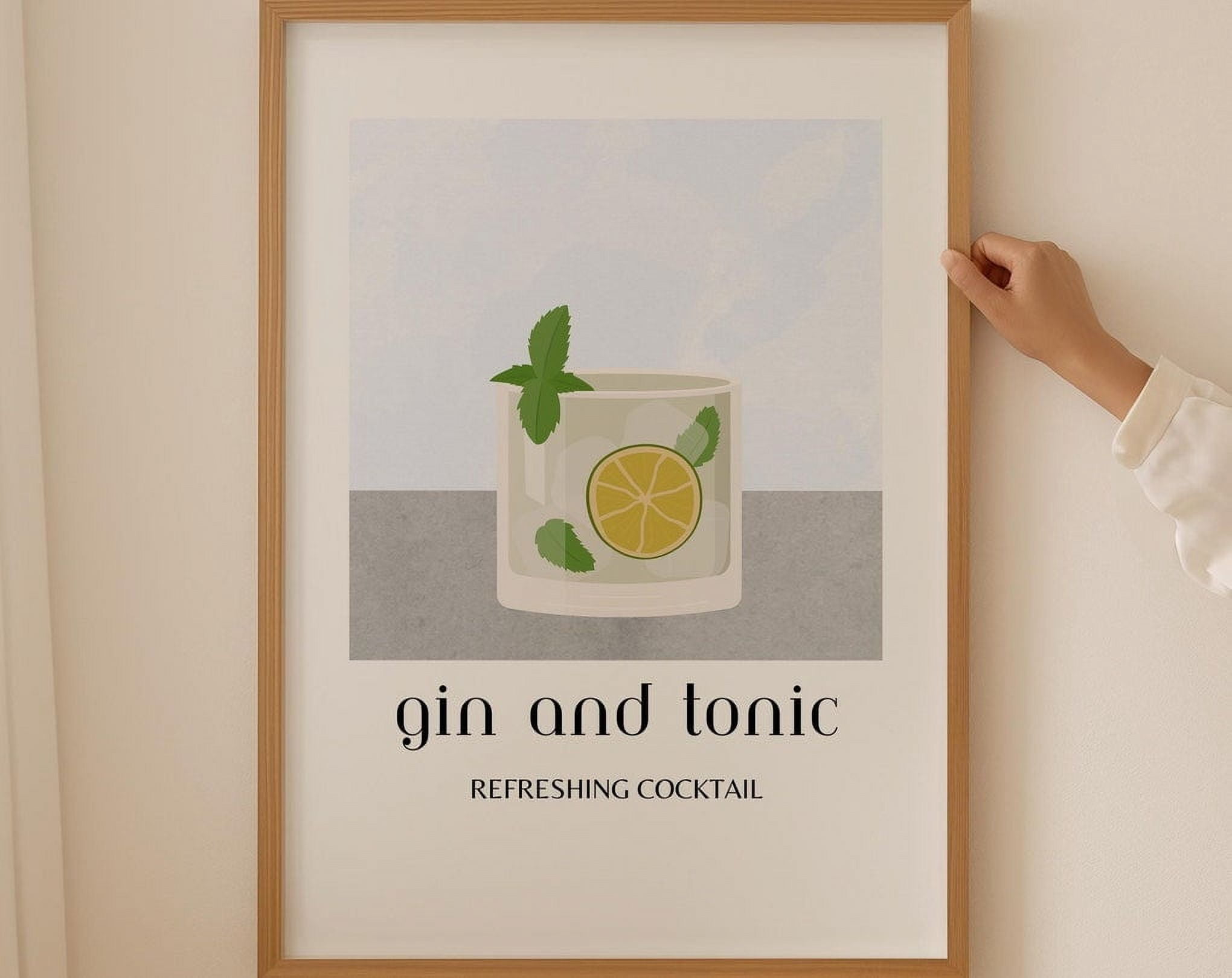 DOPAPRINT Gin And Tonic Bar Cart Prints, Vintage Style Retro Cocktail ...