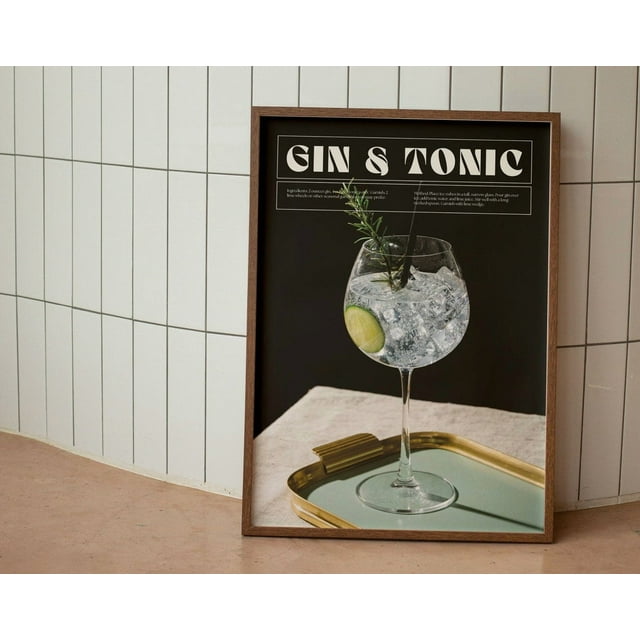 DOPAPRINT Gin Tonic Poster Alcohol Prints Bar Cart Wall Art Retro ...