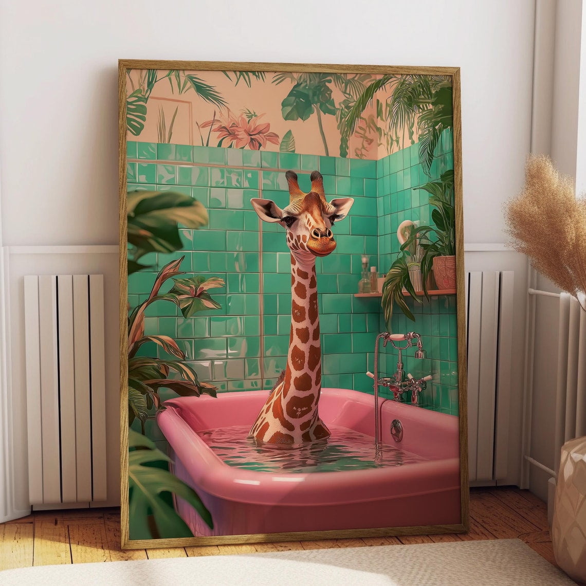 DOPAPRINT Giraffe In The Shower Print, Toilet Wall Posters, Funny ...