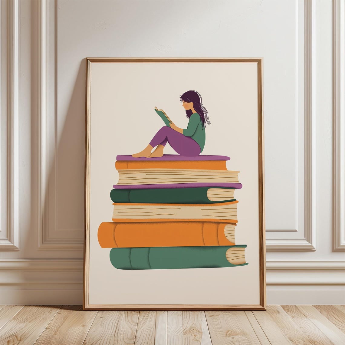DOPAPRINT Girl Reading Books, Reading Corner Art, Kids Room Art, Kids ...