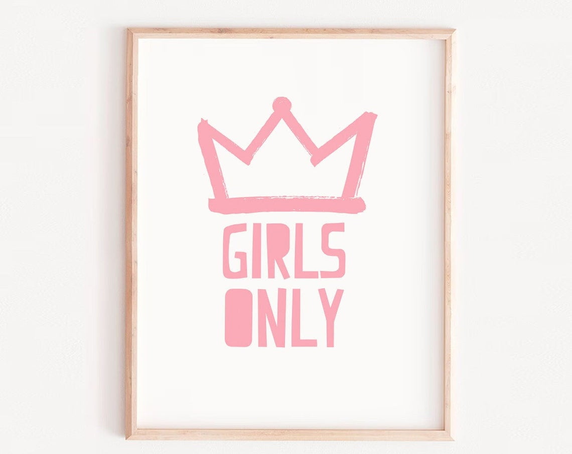 DOPAPRINT Girls Only Print, Wall Art For Girls, Girls Only Sign ...