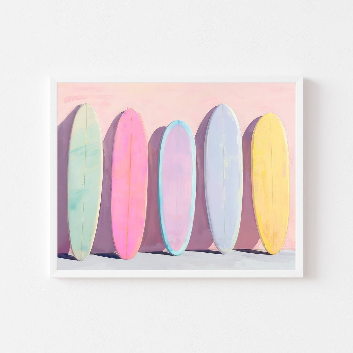 DOPAPRINT Girly Pastel Surfboards Painting Pink Beach House Wall Art ...