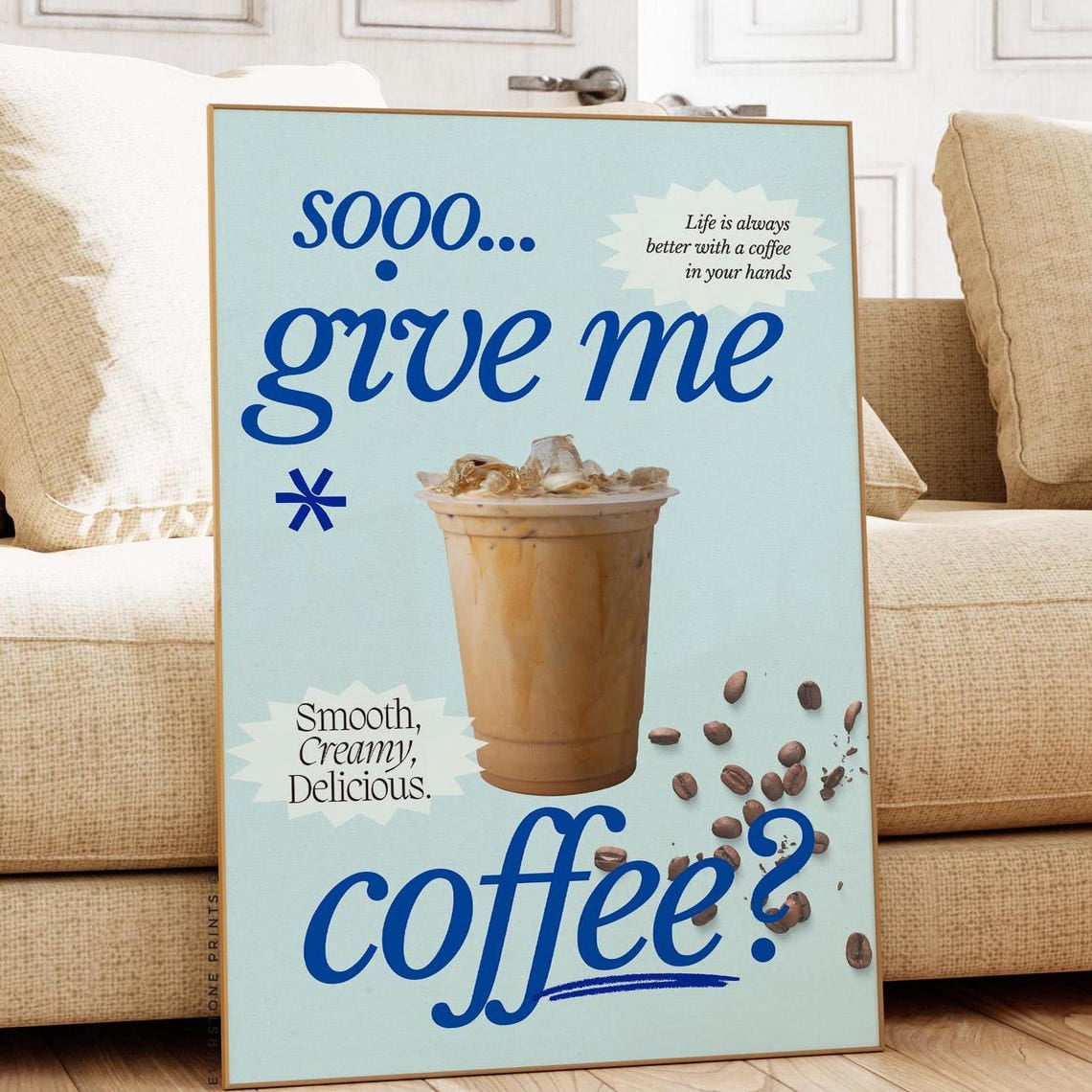 DOPAPRINT So Give Me Coffee Poster, Coffee Print, Kitchen Art, Modern ...