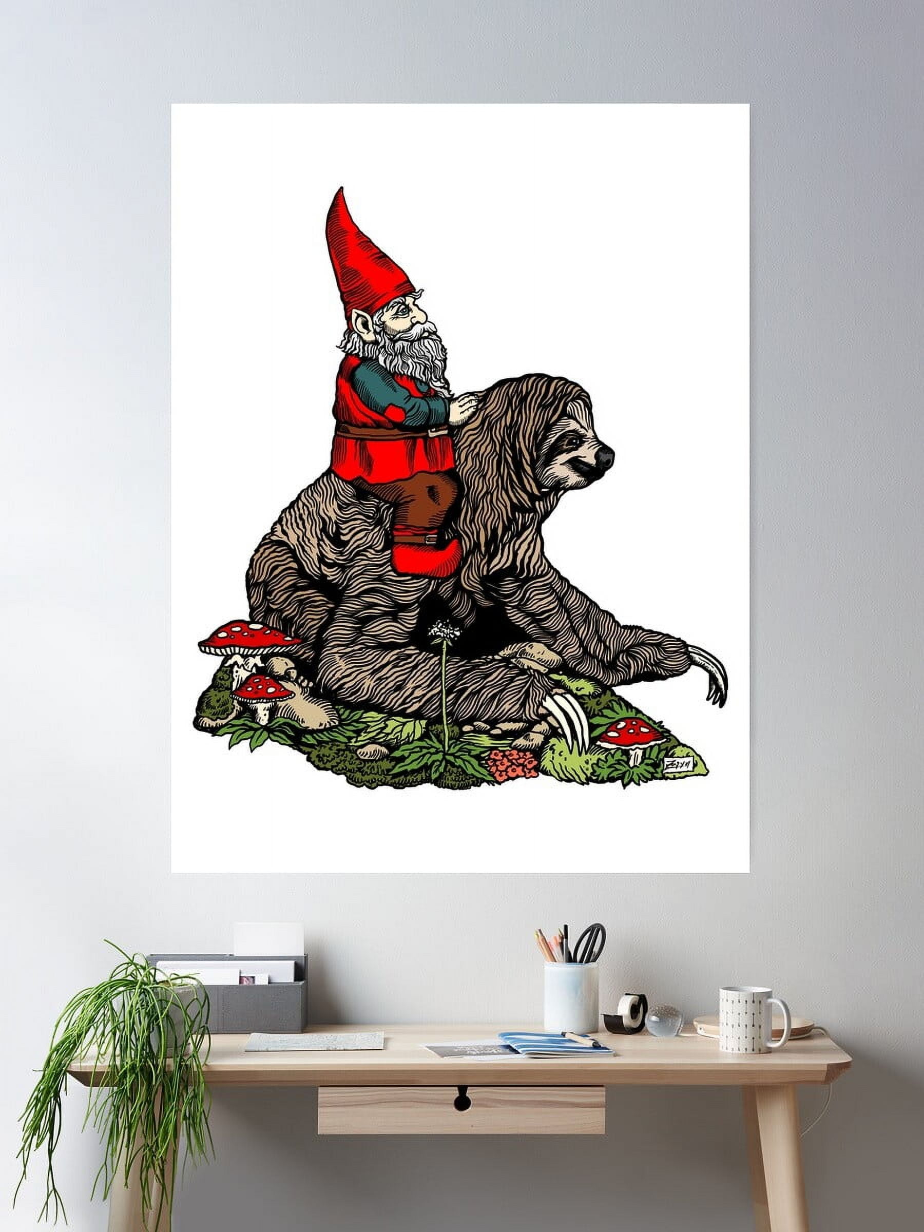 DOPAPRINT Gnome Riding A Sloth Poster Wall Art, Modern Wall Decor For ...