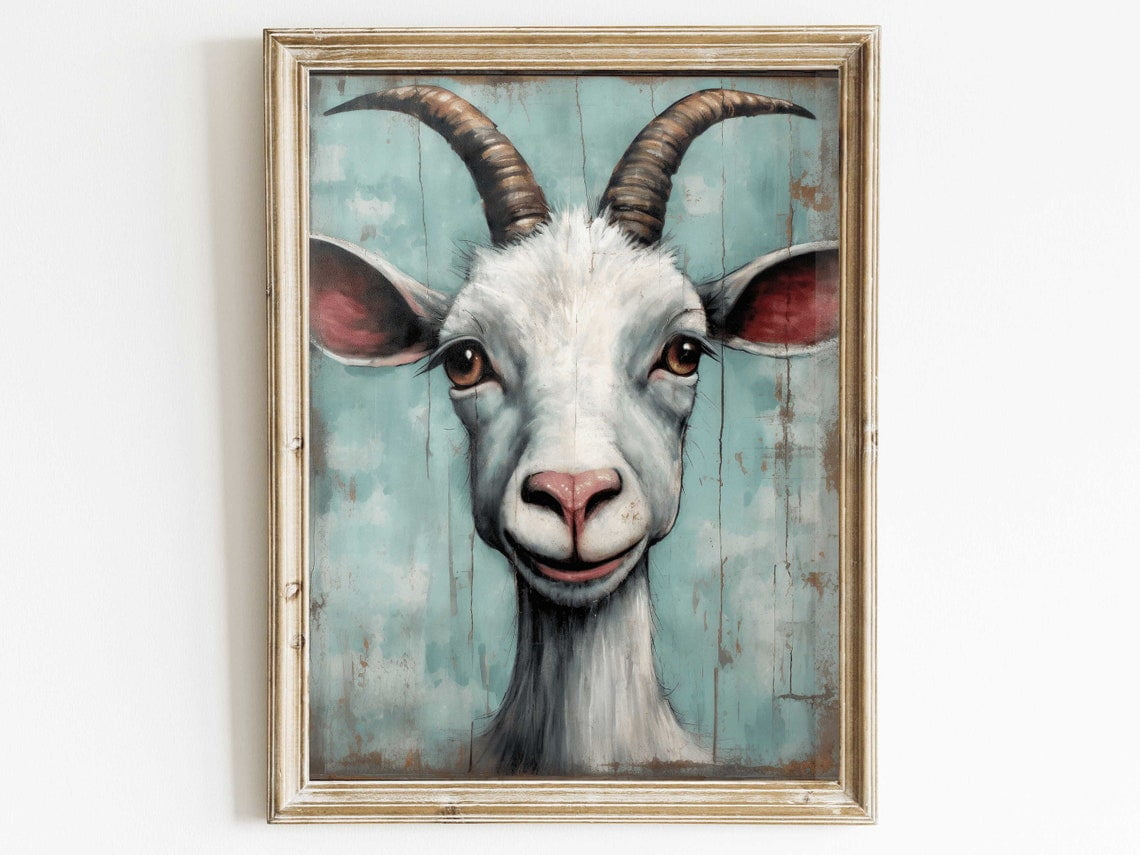 DOPAPRINT Goat Art Print, Farm Animal Wall Decor, Farmhouse Home Decor ...