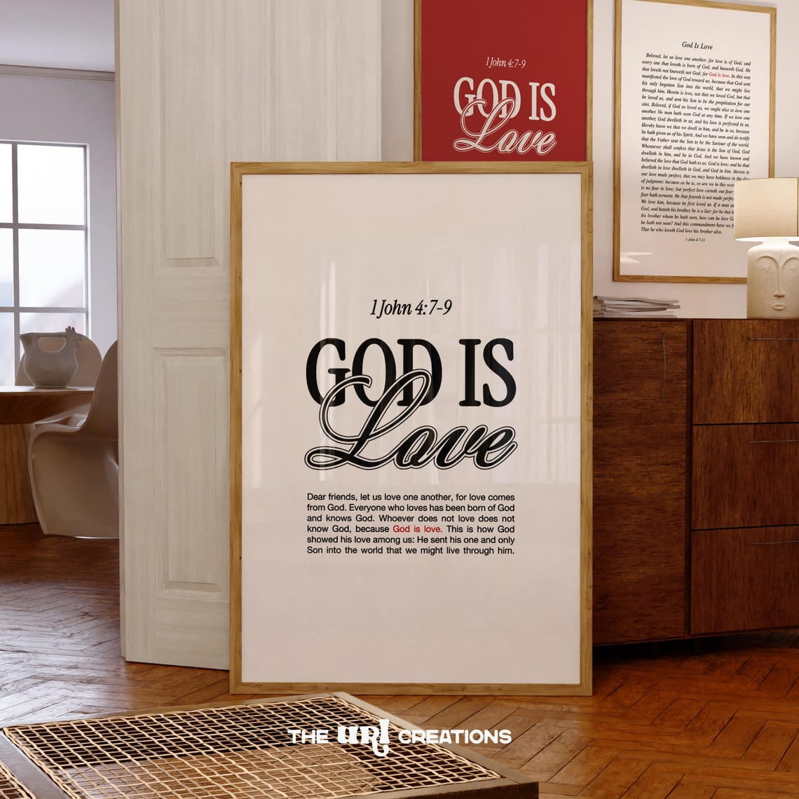 DOPAPRINT God Is Love Minimalist Christian Wall Art, Typography Bible ...