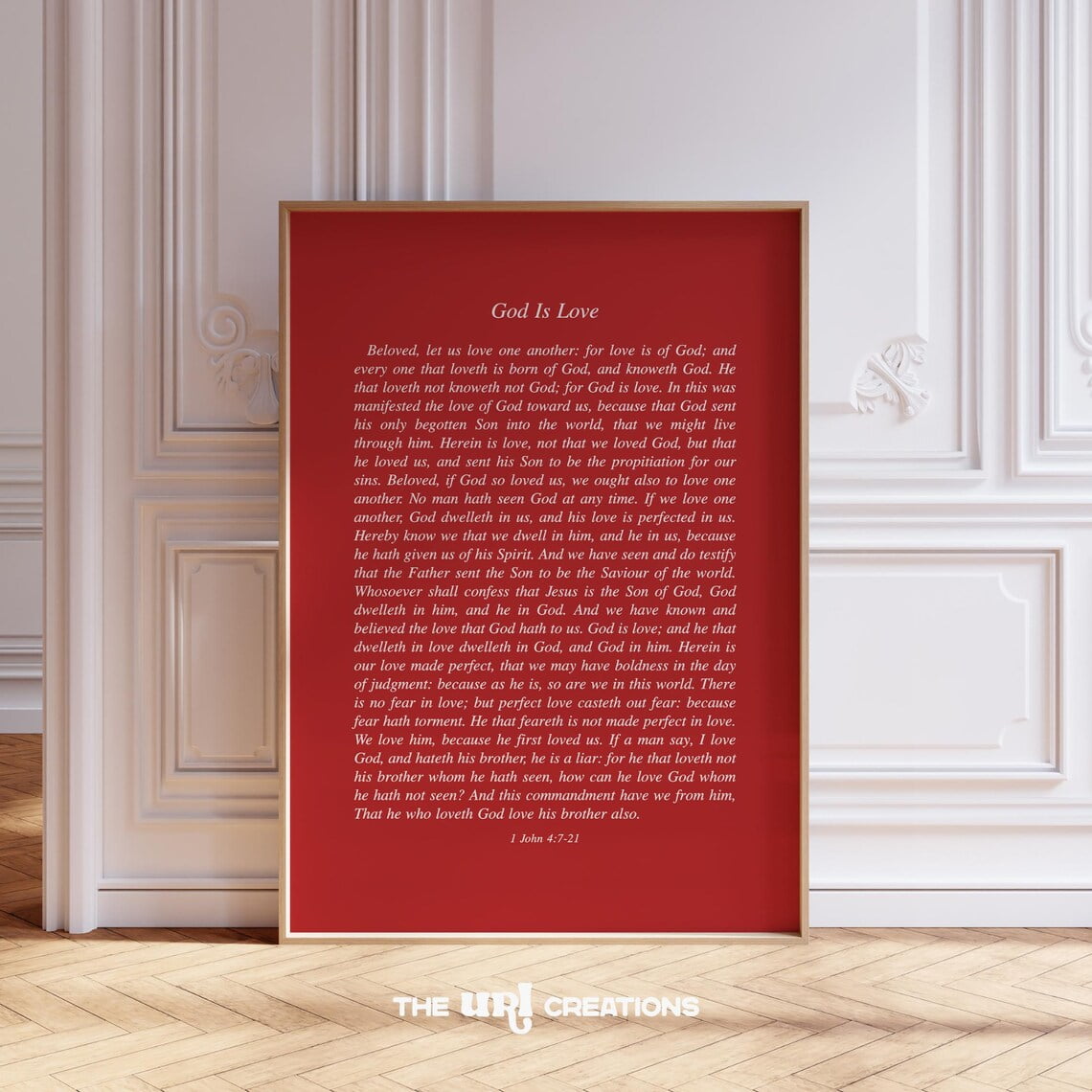 DOPAPRINT God Is Love Print, Minimalist Christian Wall Art Red, Bible ...