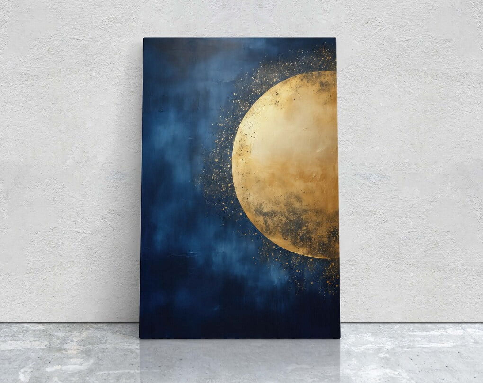 DOPAPRINT Gold Moon On Indigo, Moon Painting, Minimalist Art, Circle Indigo, Maximalist Art ...